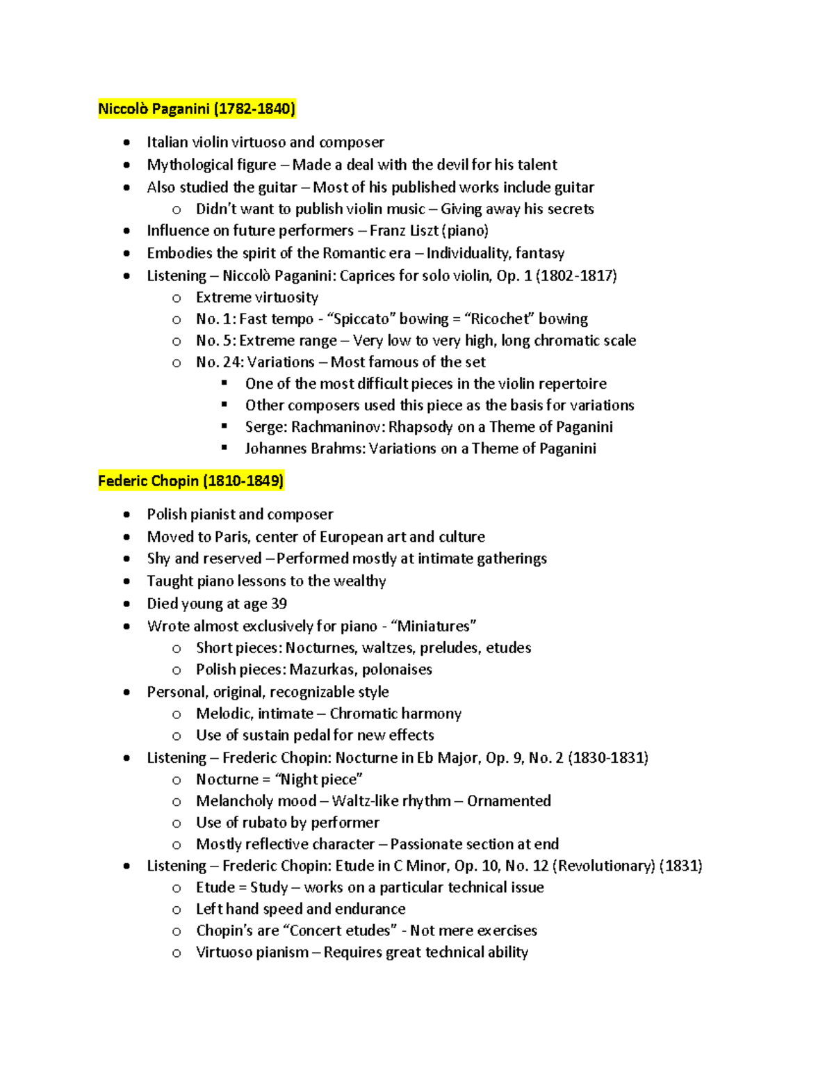 Virtuoso Performer Composers (Video Lecture) - Niccolò Paganini (1782 ...