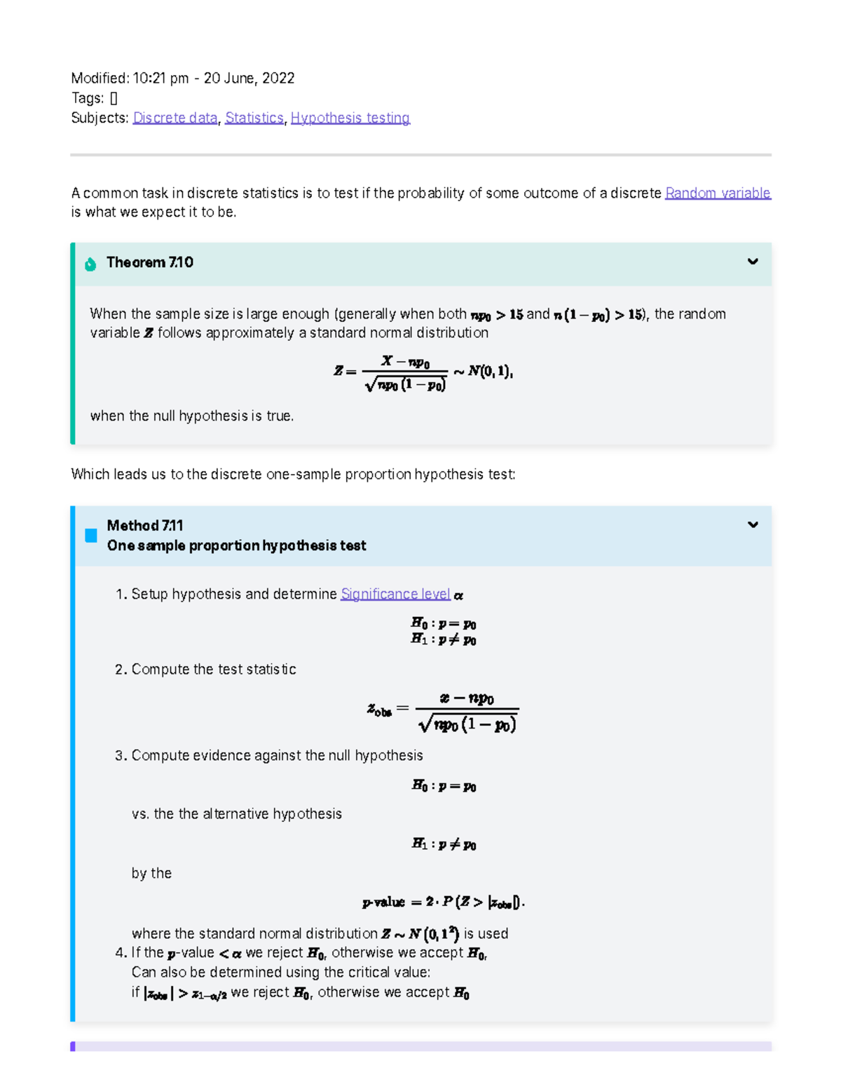 Discrete hypothesis testing of one group - Modified: 1021 pm 20 June ...