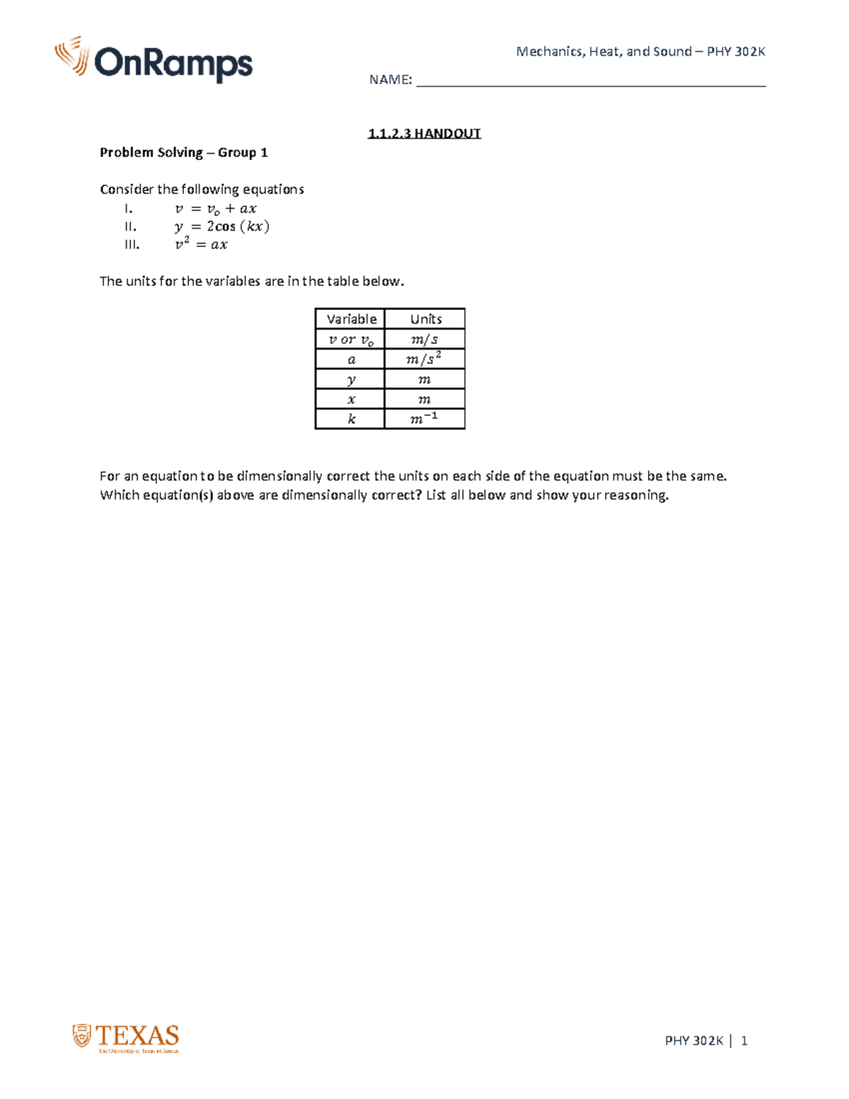 Physics 123 - mechanics, heat and sound - Warning: TT: undefined function: 32 Warning: TT ...