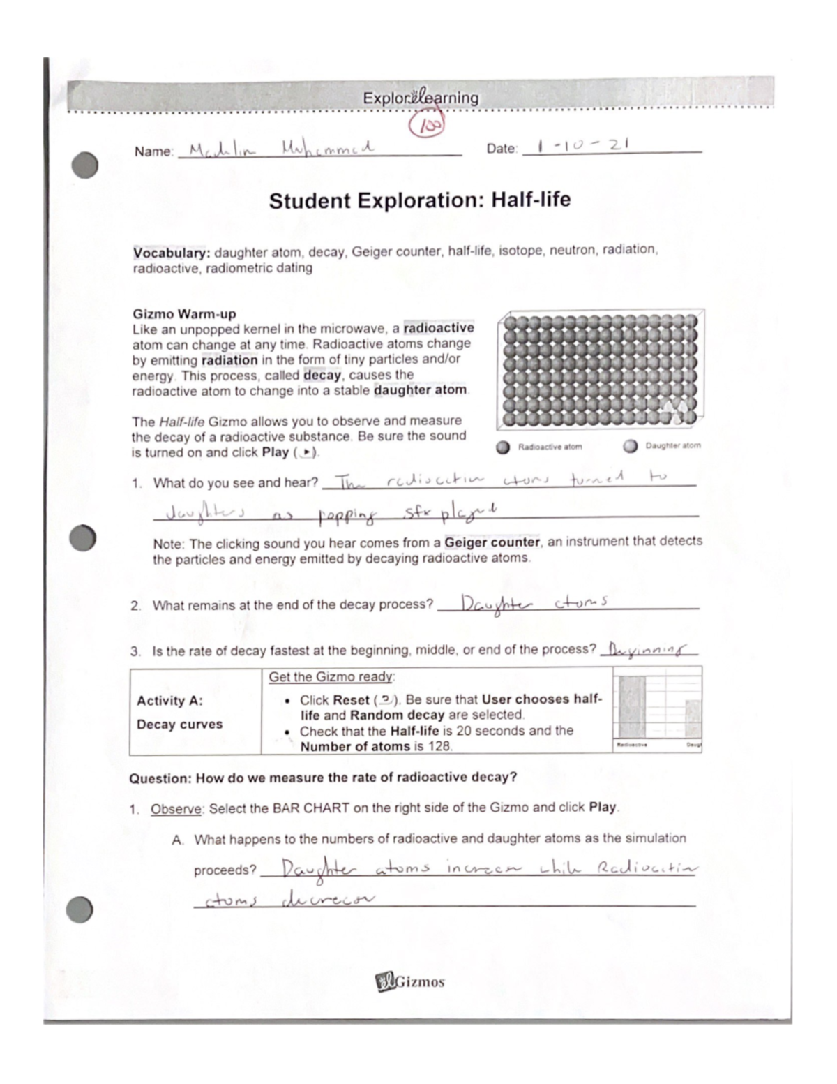 Half Life Gizmos - Online Lab about Half Lives and the process - Studocu