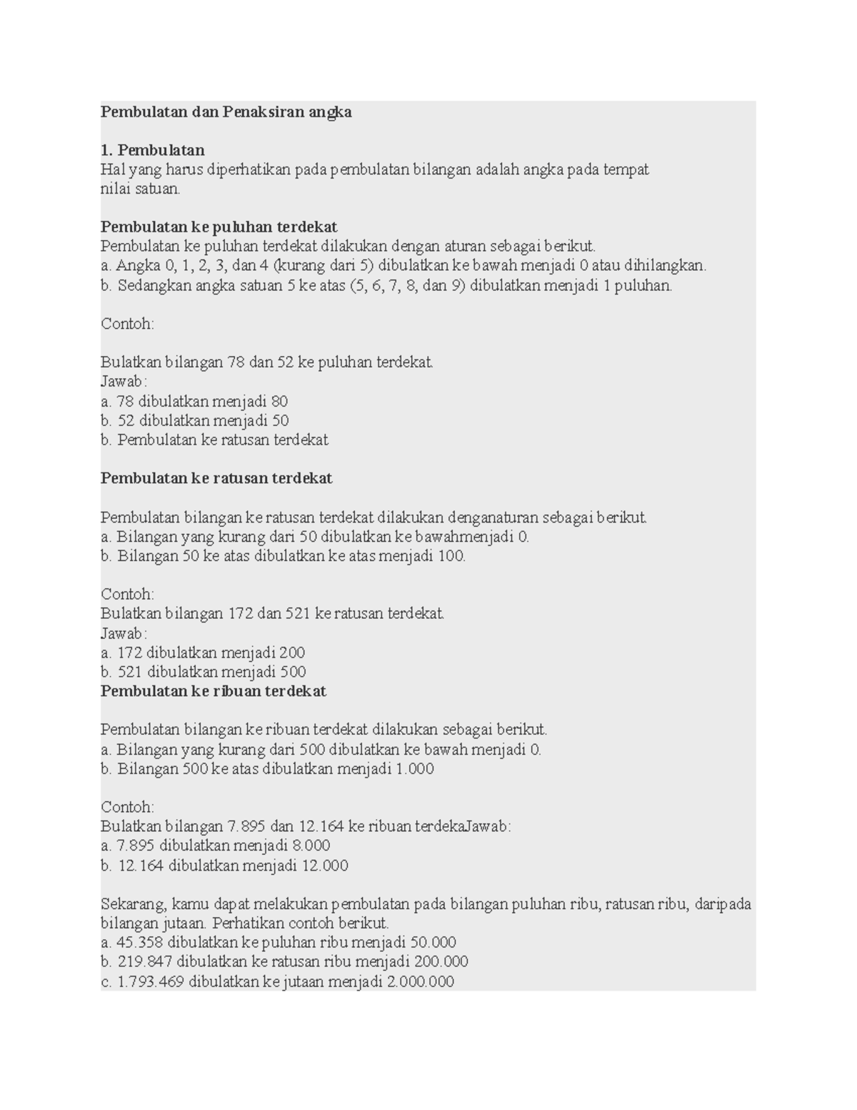 Pembulatan dan Penaksiran angka - Pembulatan dan Penaksiran angka ...