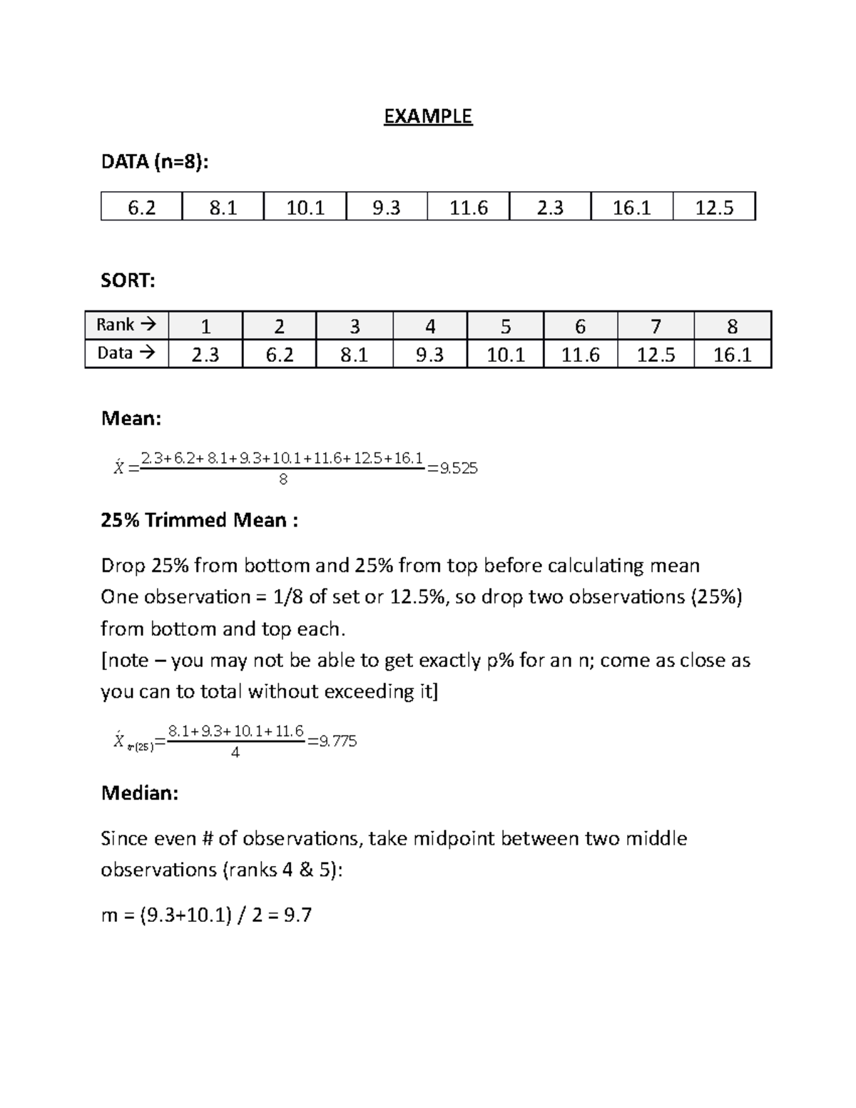 Ch01 class example a - assad - EXAMPLE DATA (n=8): 6 8 10 9 11 2 16 12 ...
