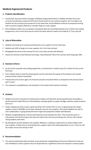 Case Study - International Purchasing and Supplier Management SCM880 ...