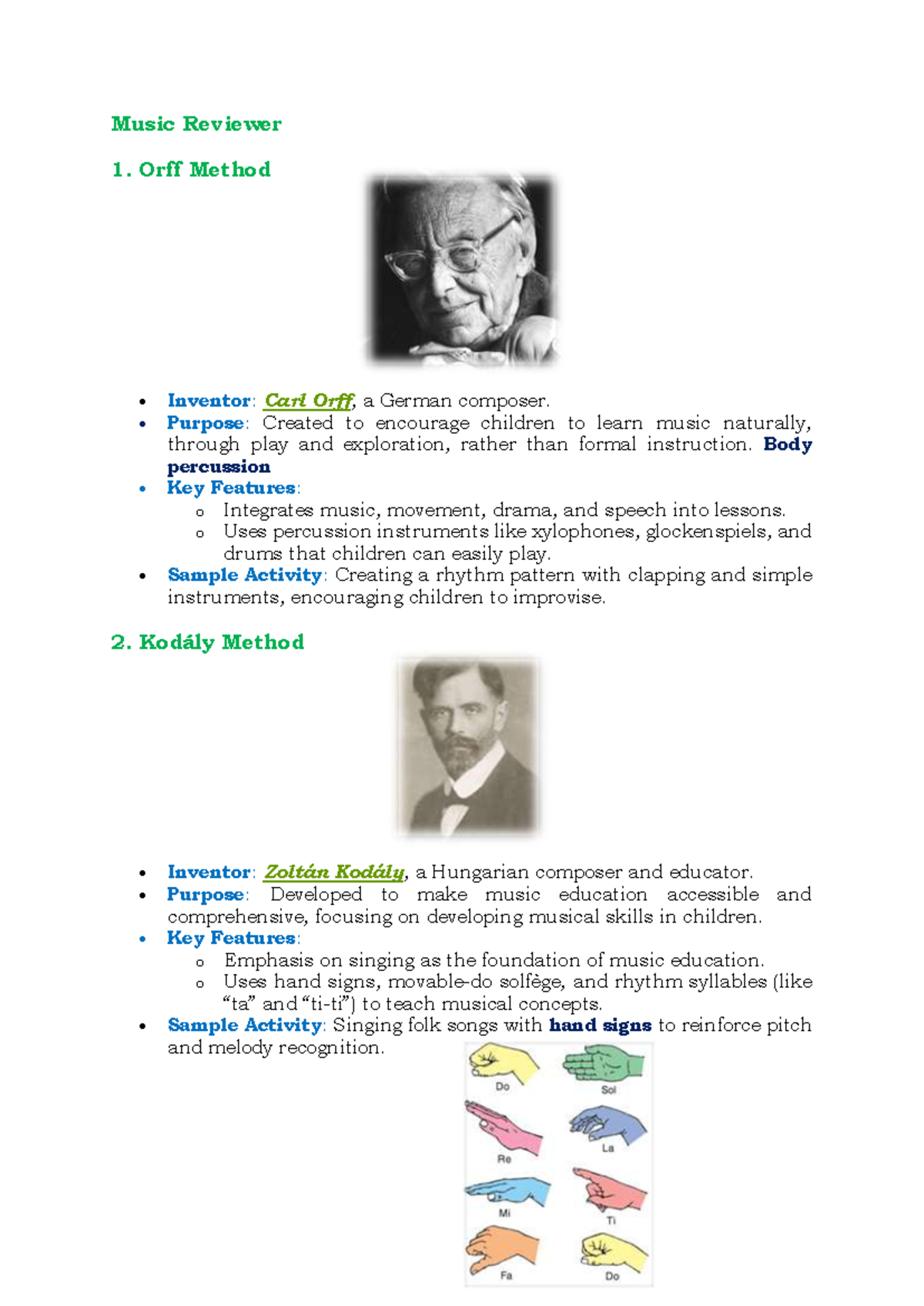 Music pre fi reviewer - Okay - Music Reviewer 1. Orff Method Inventor ...