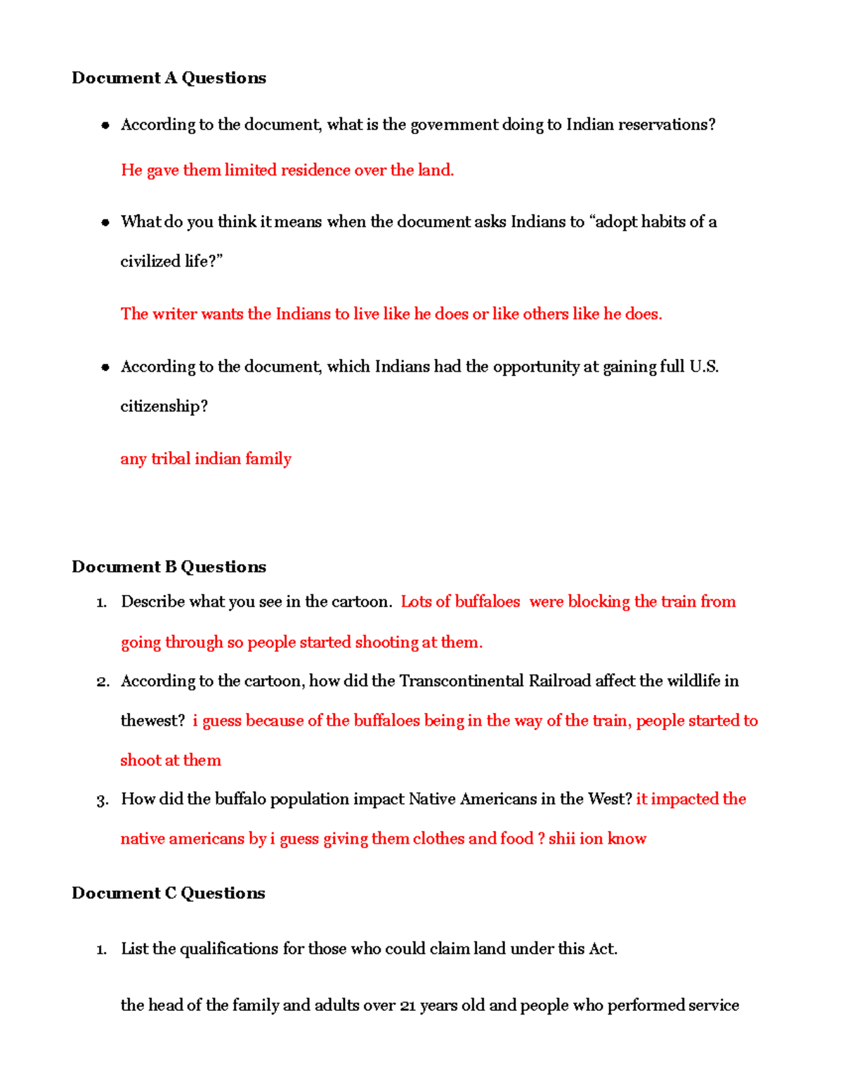 Westward Expansion Farmers Gallery Walk Questions - Document A ...