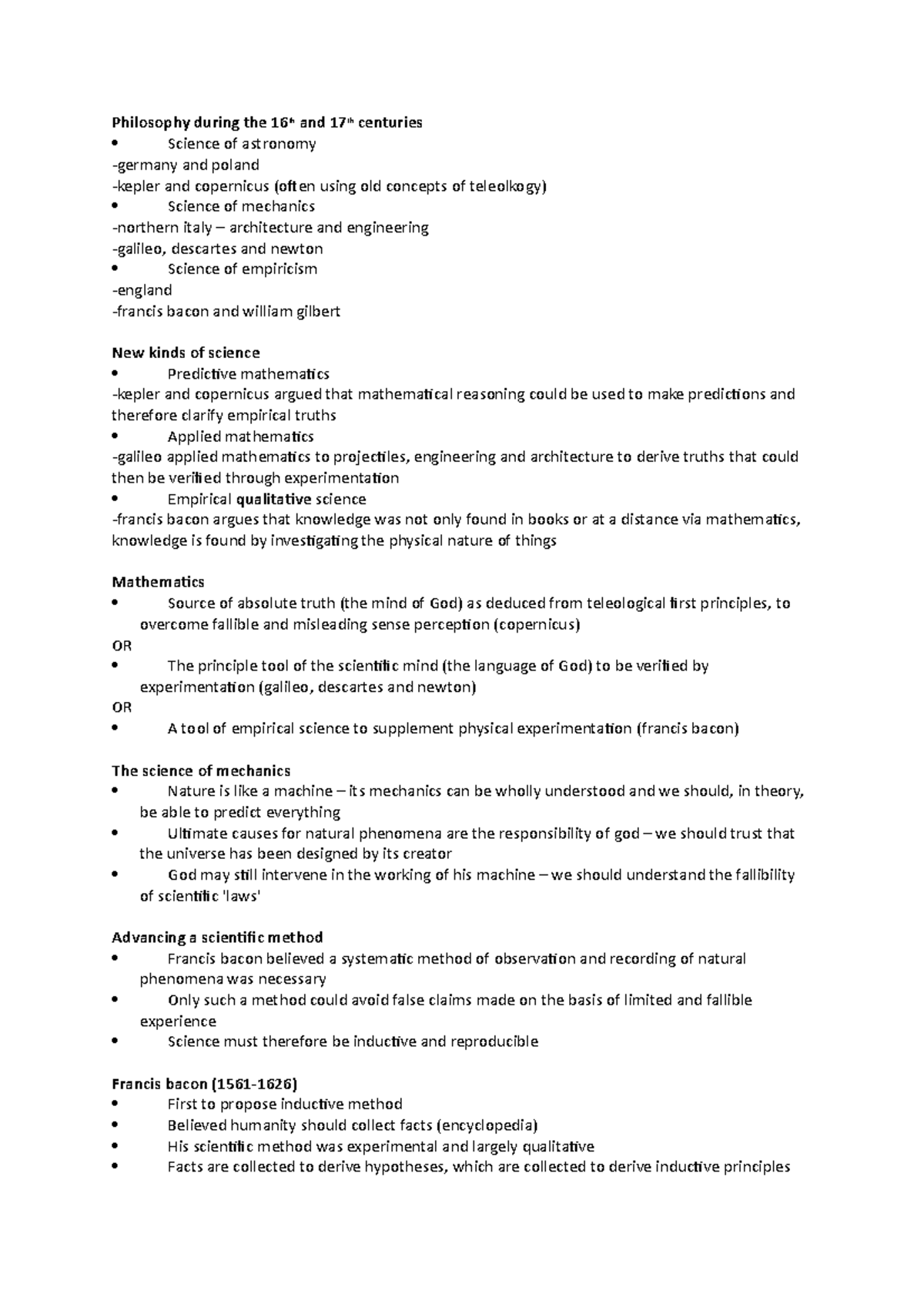 Brief history of science pt 2 - Philosophy during the 16th and 17th ...