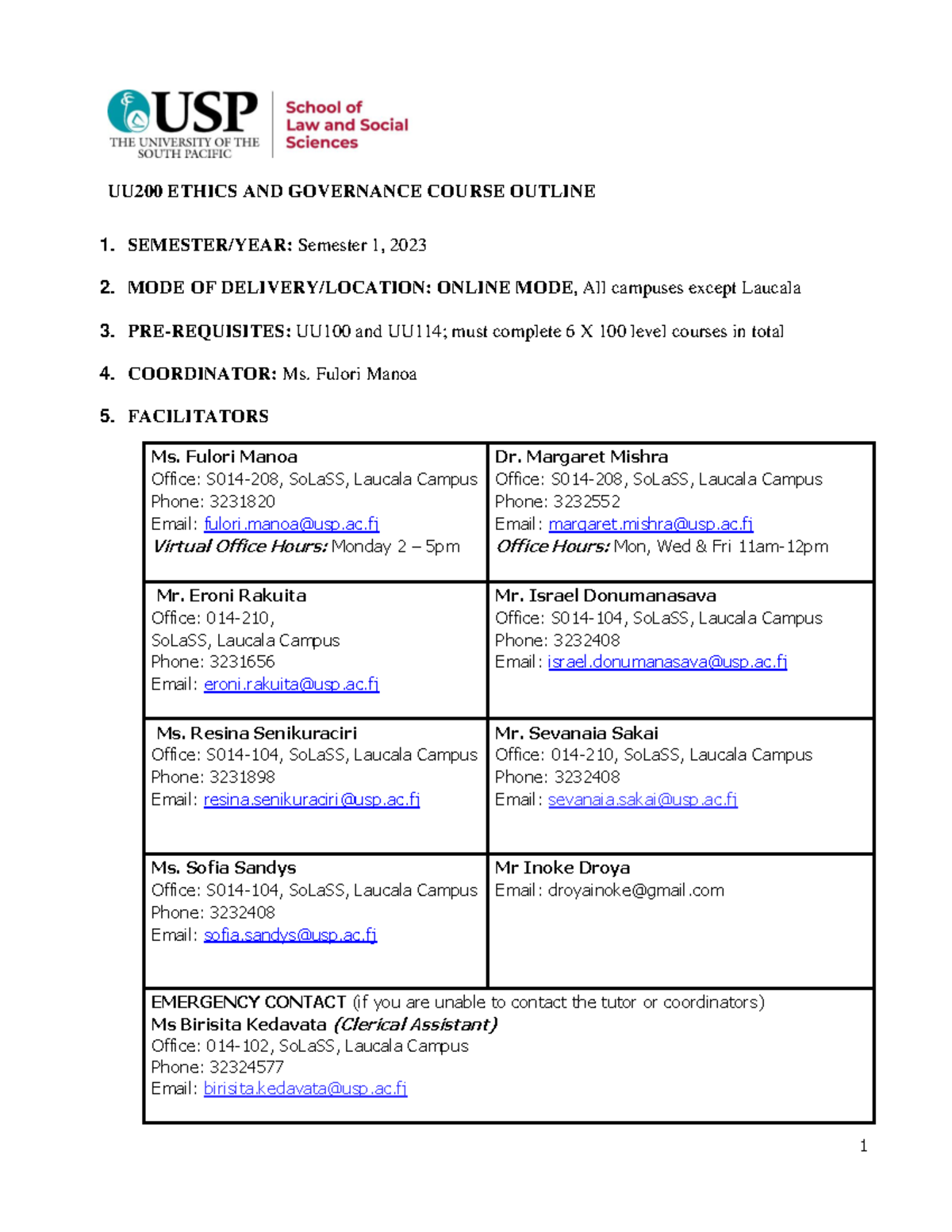 202301 Online Course Outline UU200 - UU200 ETHICS AND GOVERNANCE COURSE ...