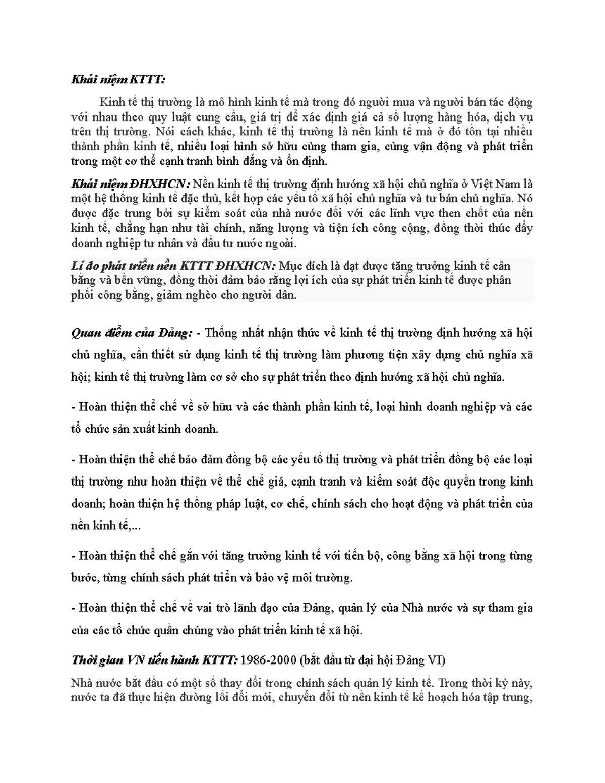 Khái niệm KTTT - kinh tế chính trị - Khái niệm KTTT: Kinh tế thị trường ...
