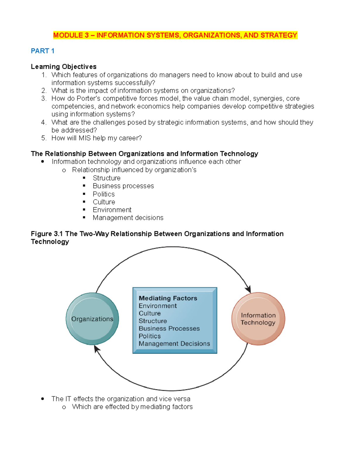 Module 3 - Donald Jones - MODULE 3 – INFORMATION SYSTEMS, ORGANIZATIONS ...