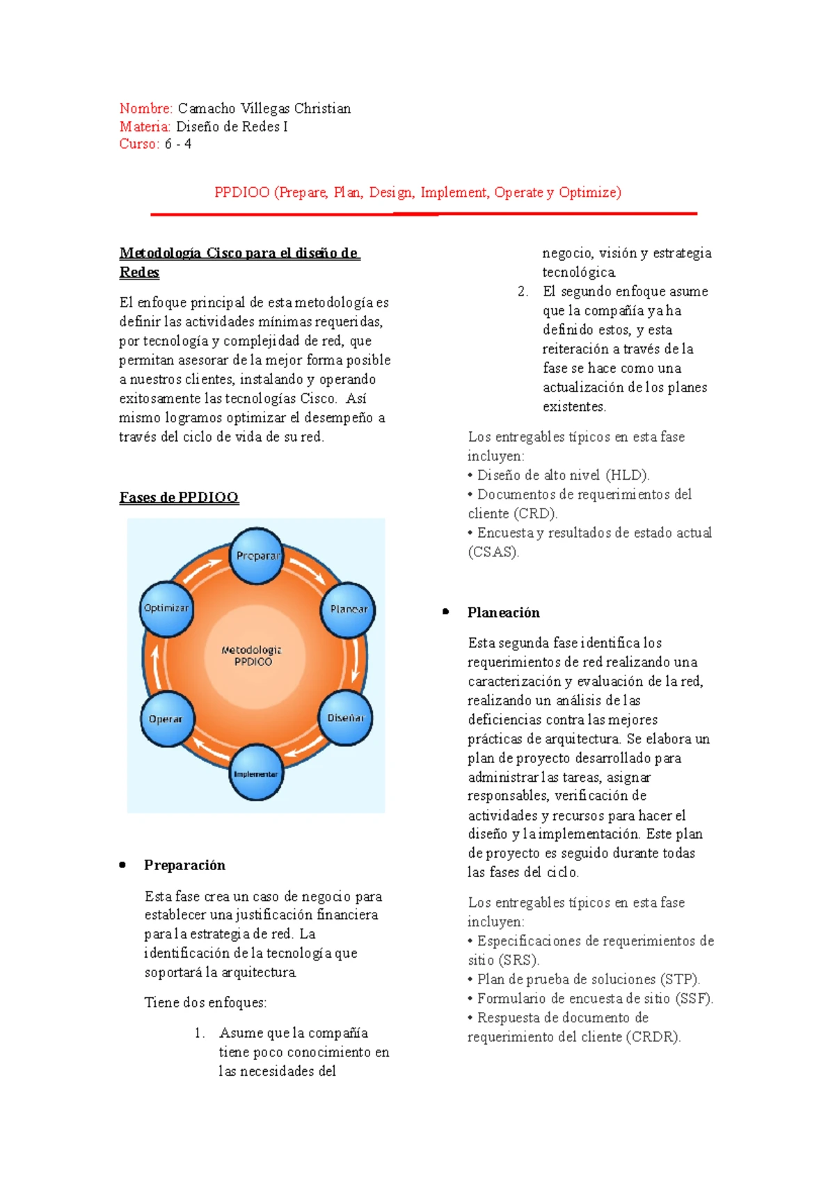 PPDIOO explicacion de las fases - PPDIOO (Prepare, Plan, Design ...