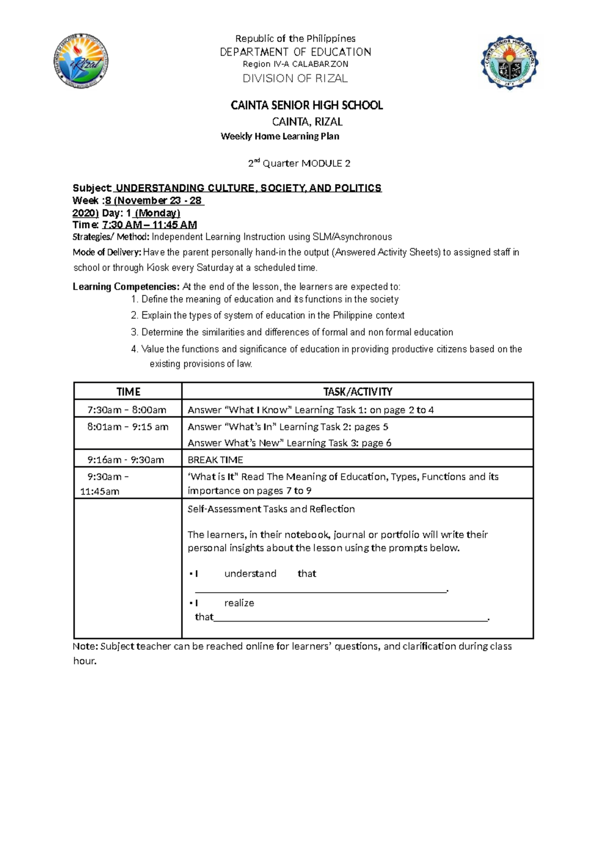 WHLP -UCSP - Module 2 - WHLP for UCSP - Republic of the Philippines ...
