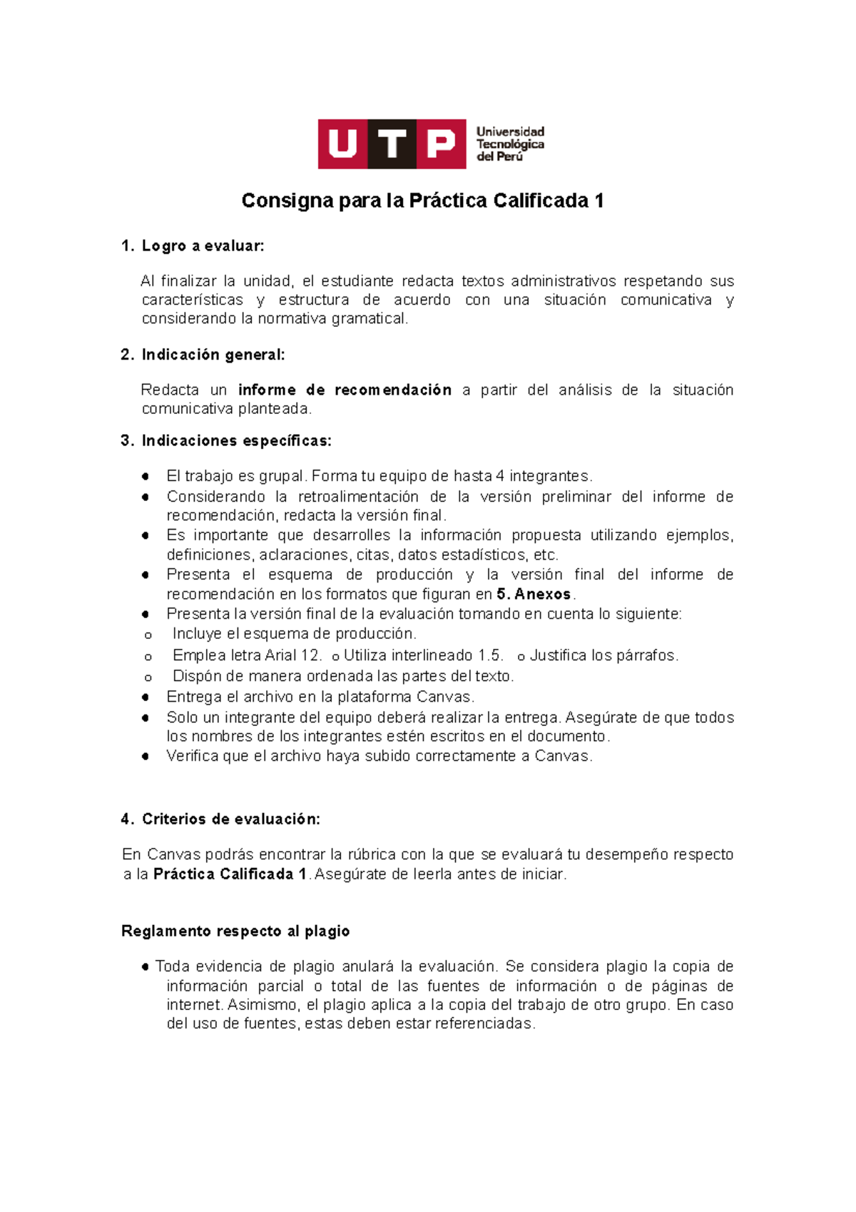 GC N04I Consigna PC 1 22C2A 3333 - Consigna para la Práctica Calificada 1 1. Logro a evaluar: Al ...