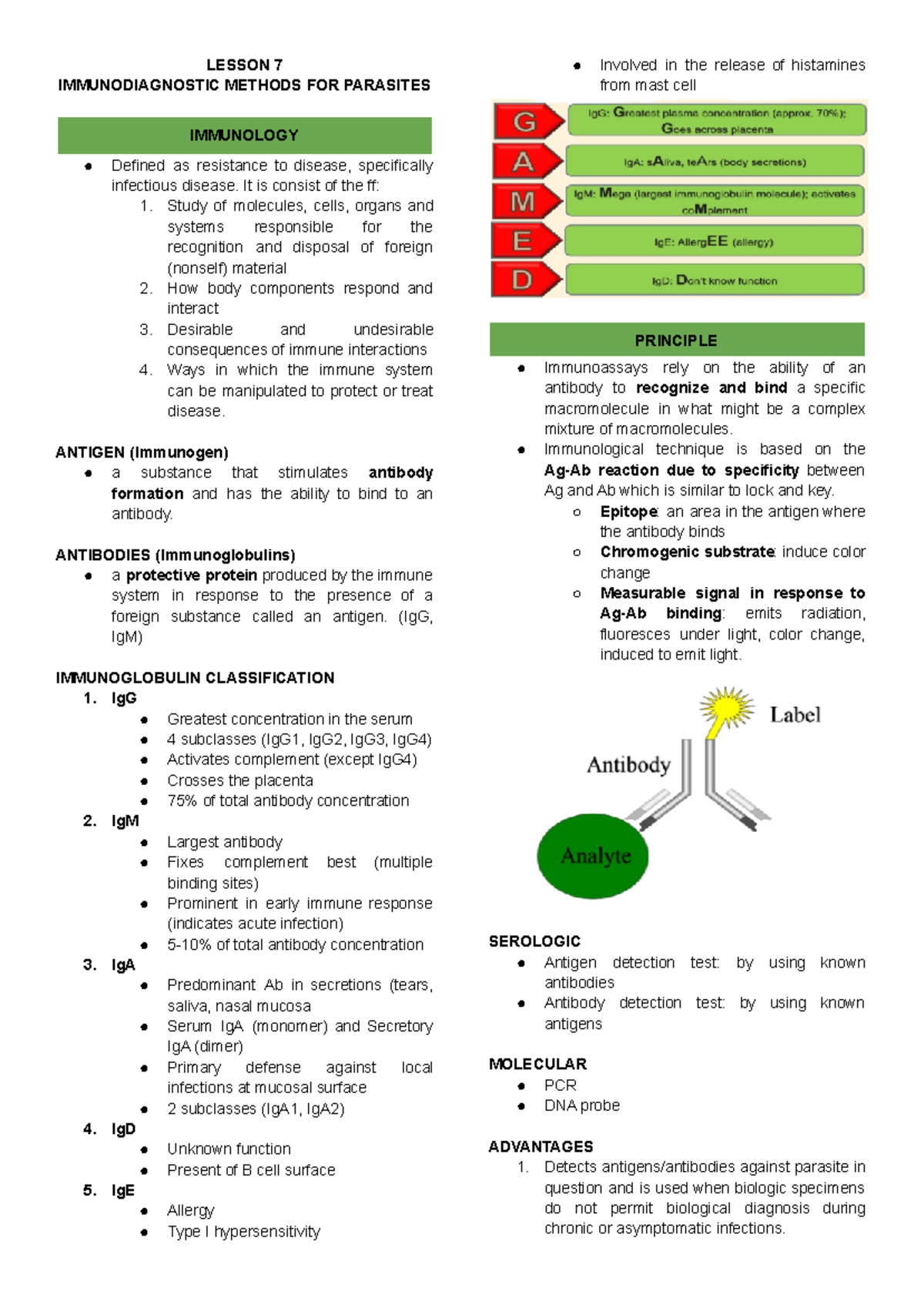 MEDT09 LAB - WK 13 - Histopath Lec notes - LESSON 7 IMMUNODIAGNOSTIC ...