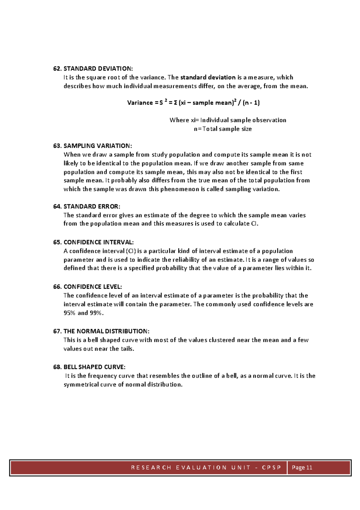 11-rmb dw - Medical - 62. STANDARD DEVIATION: It is the square root of ...