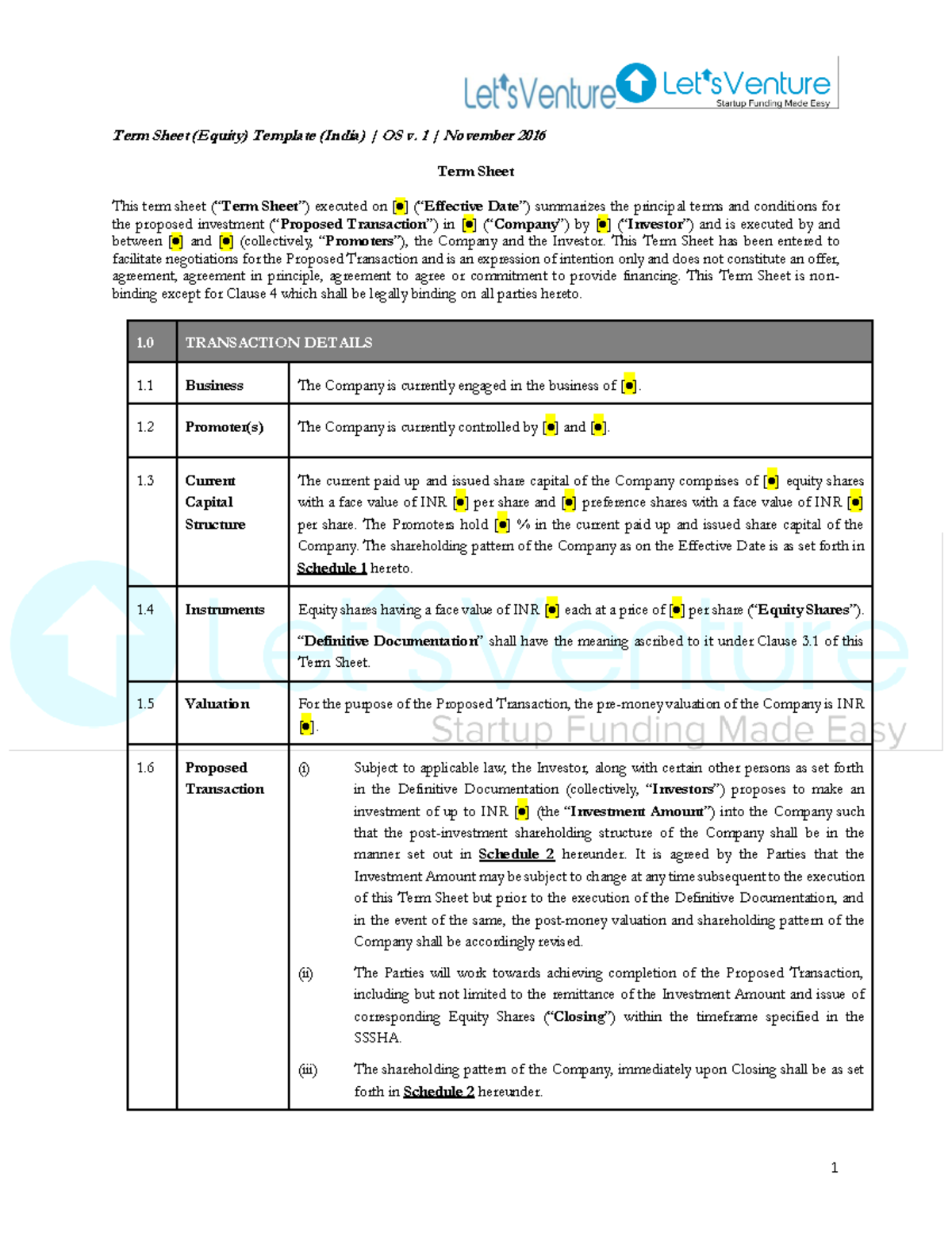 TERM Sheet Equity - Term Sheet This term sheet (“Term Sheet”) executed ...