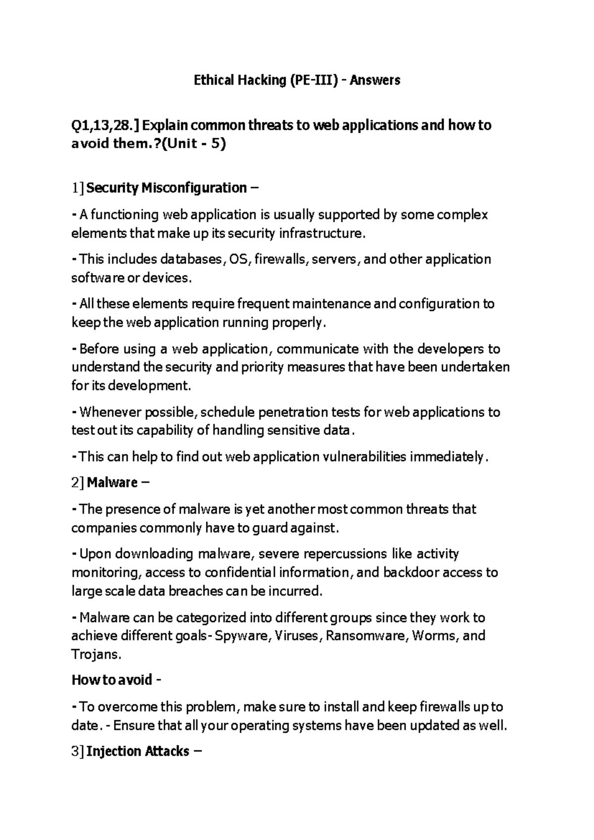 PE Questions Unit wise - Question and Answers - Ethical Hacking (PE-III ...