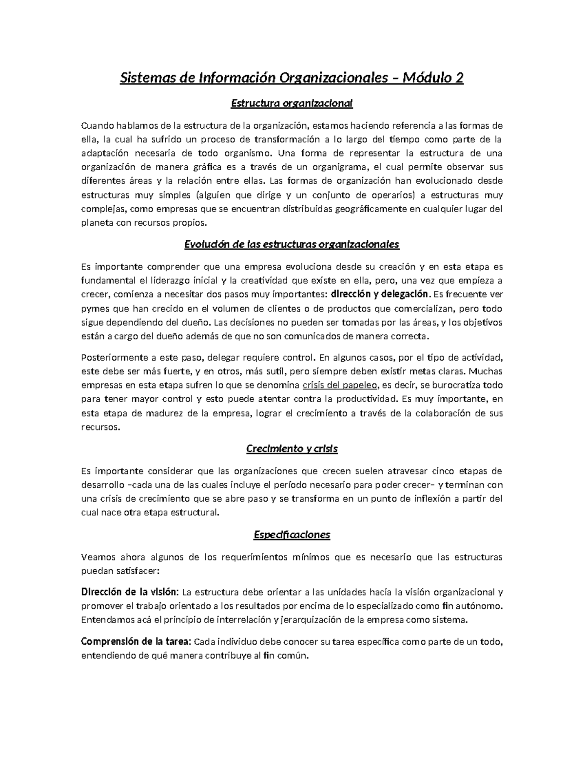 Sistemas de Información Organizacionales- Módulo 2 - Sistemas de Información Organizacionales ...