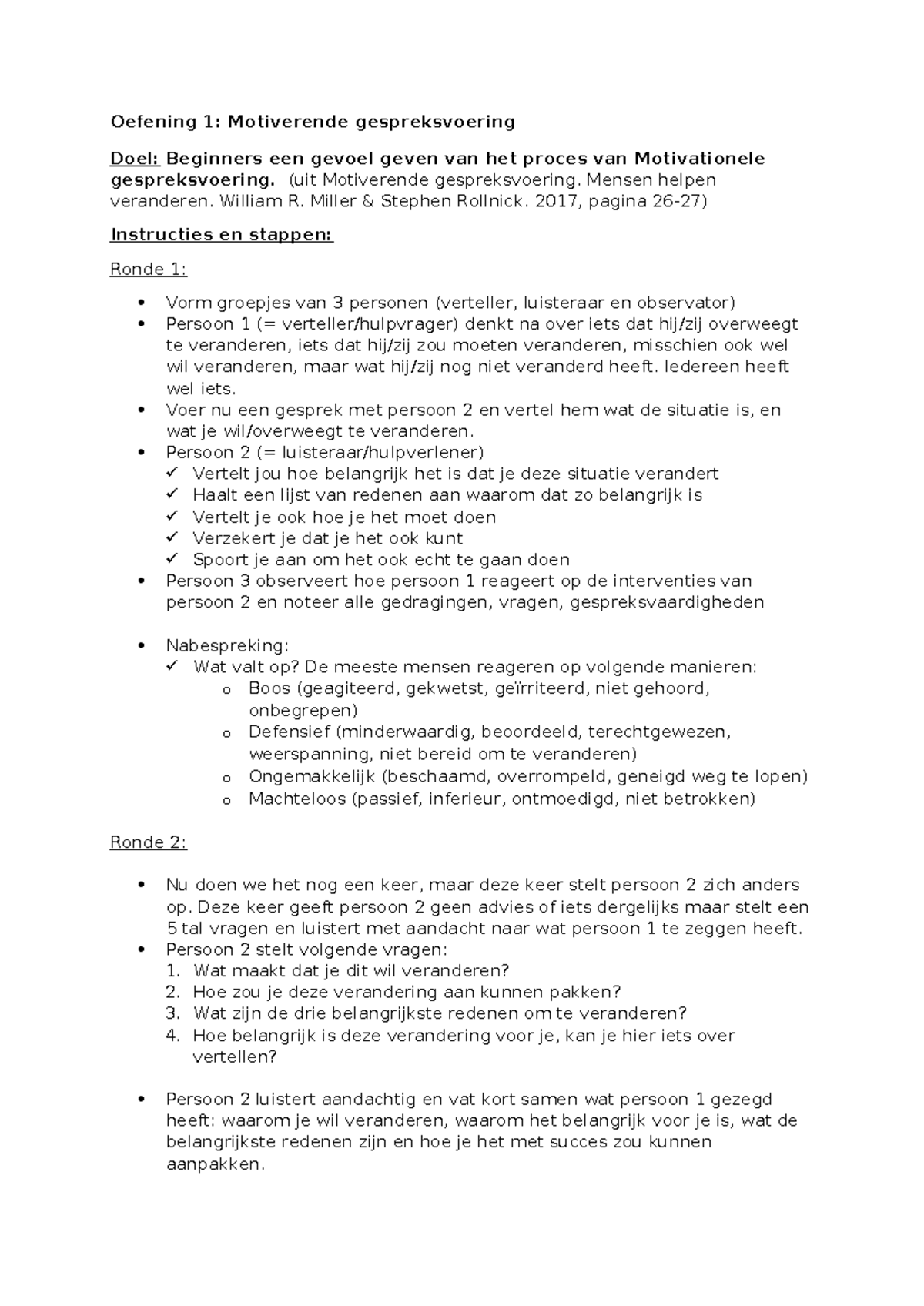 GM MGV oefening 1 motiverende gespreksvoering - Oefening 1: Motiverende ...