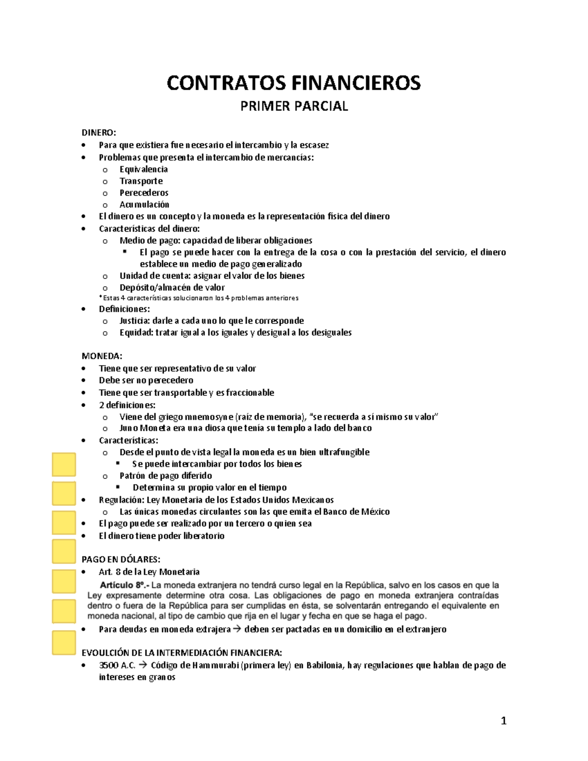 Contratos Financieros - CONTRATOS FINANCIEROS PRIMER PARCIAL DINERO ...