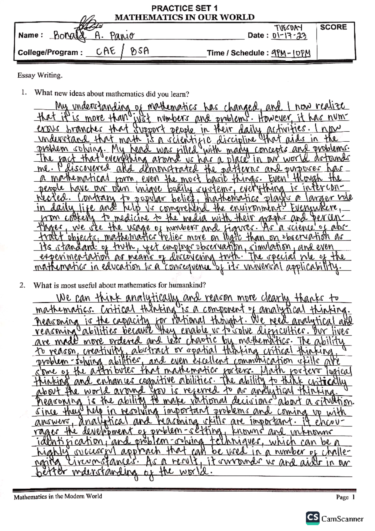 (MMW)Practice Set 1 - Practice set for MMW - BS accountancy - CamScanner CamScanner - Studocu