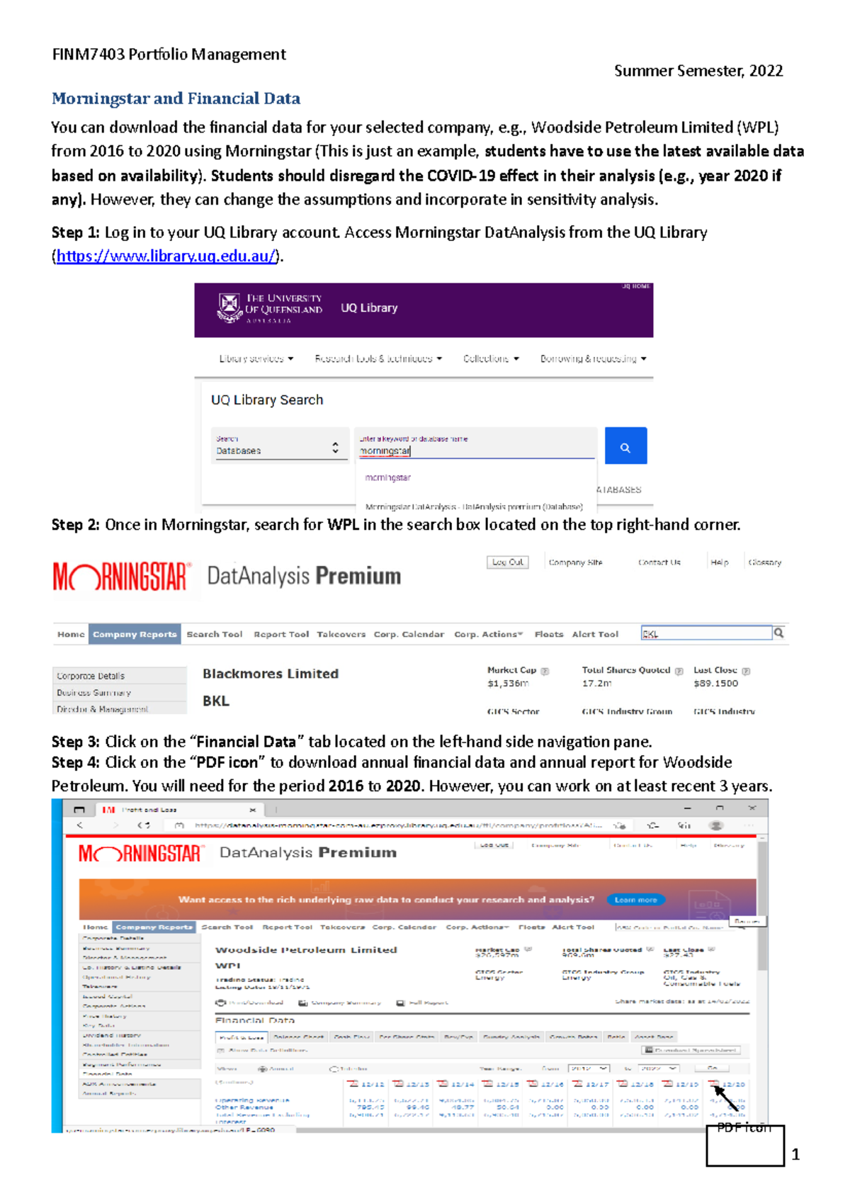 Instructions to access financial data and annual reports - Morningstar ...