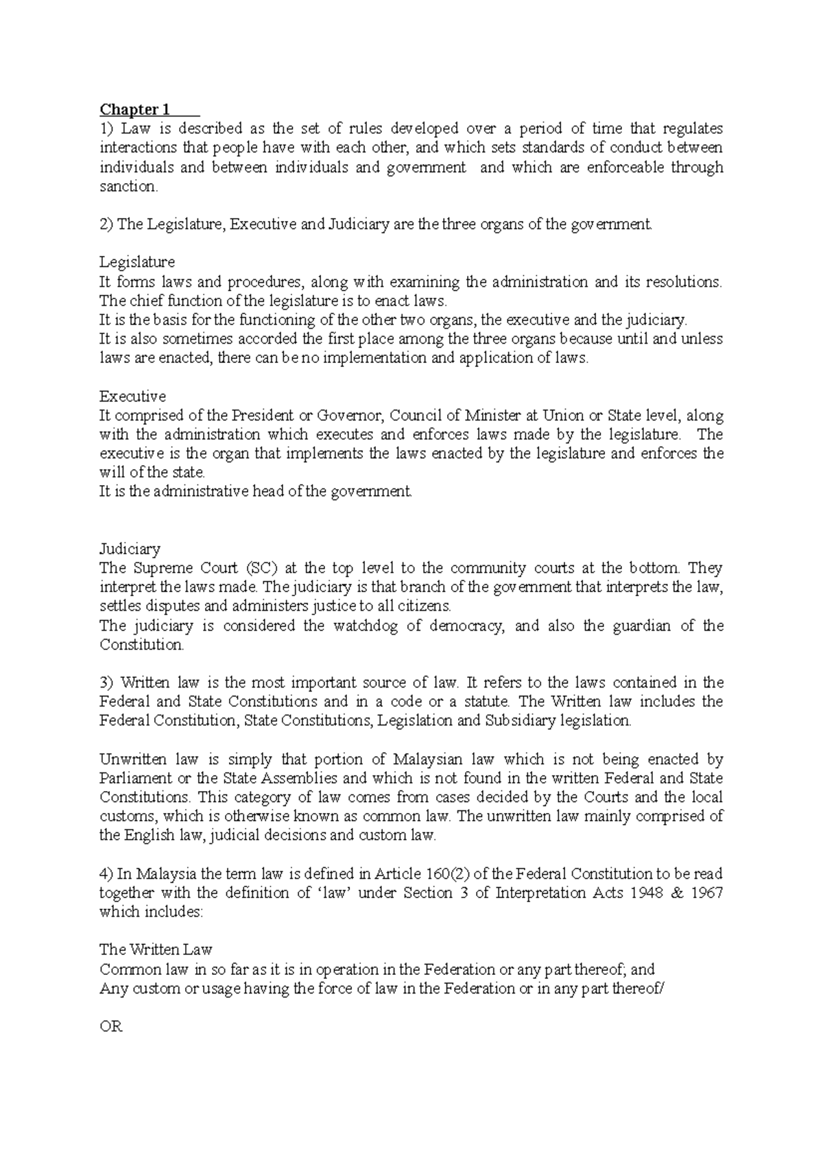 Law Tutorials - Chapter 1 Law is described as the set of rules ...