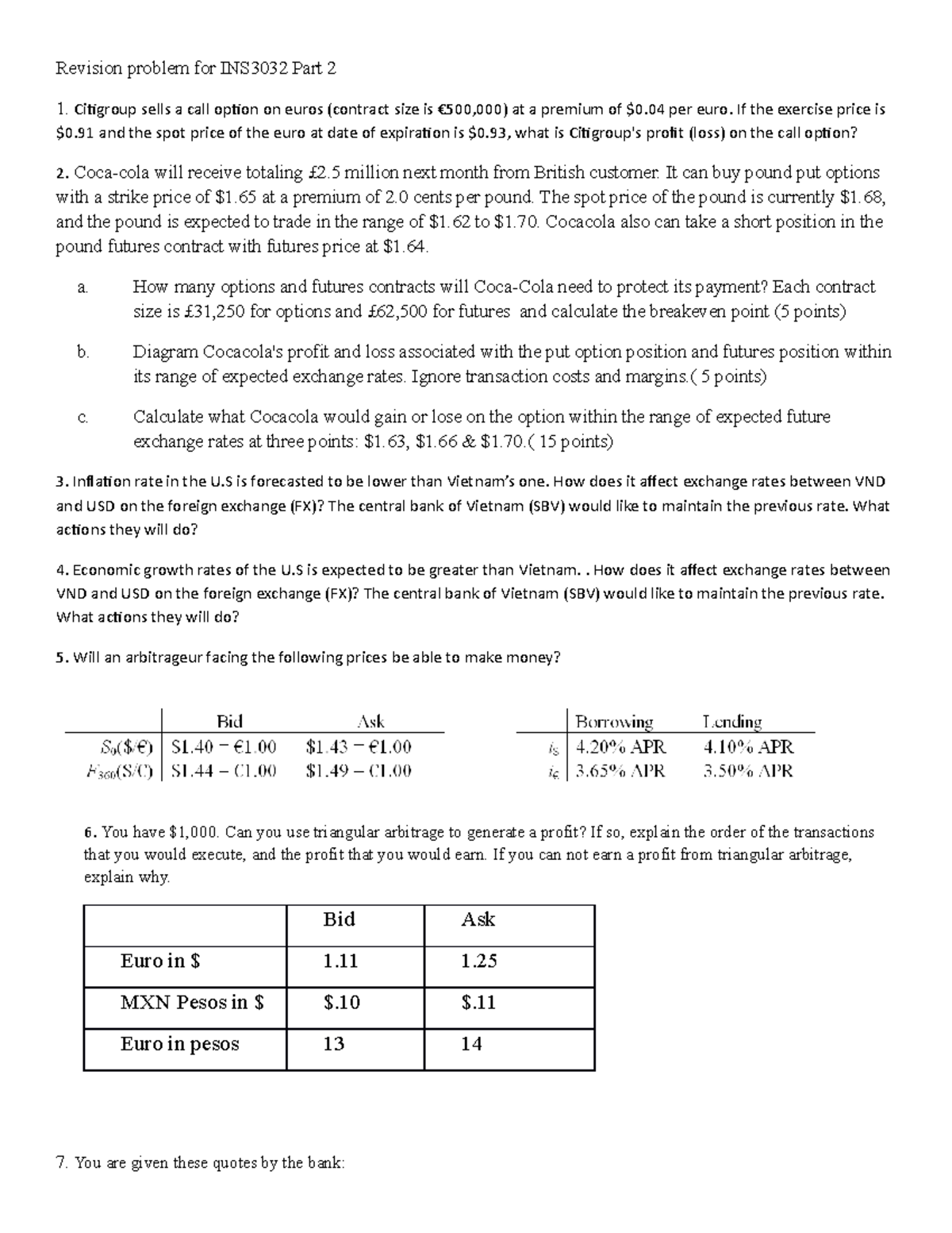 Revision problem for final exam INS3032 2017 Part 2 - Revision problem ...
