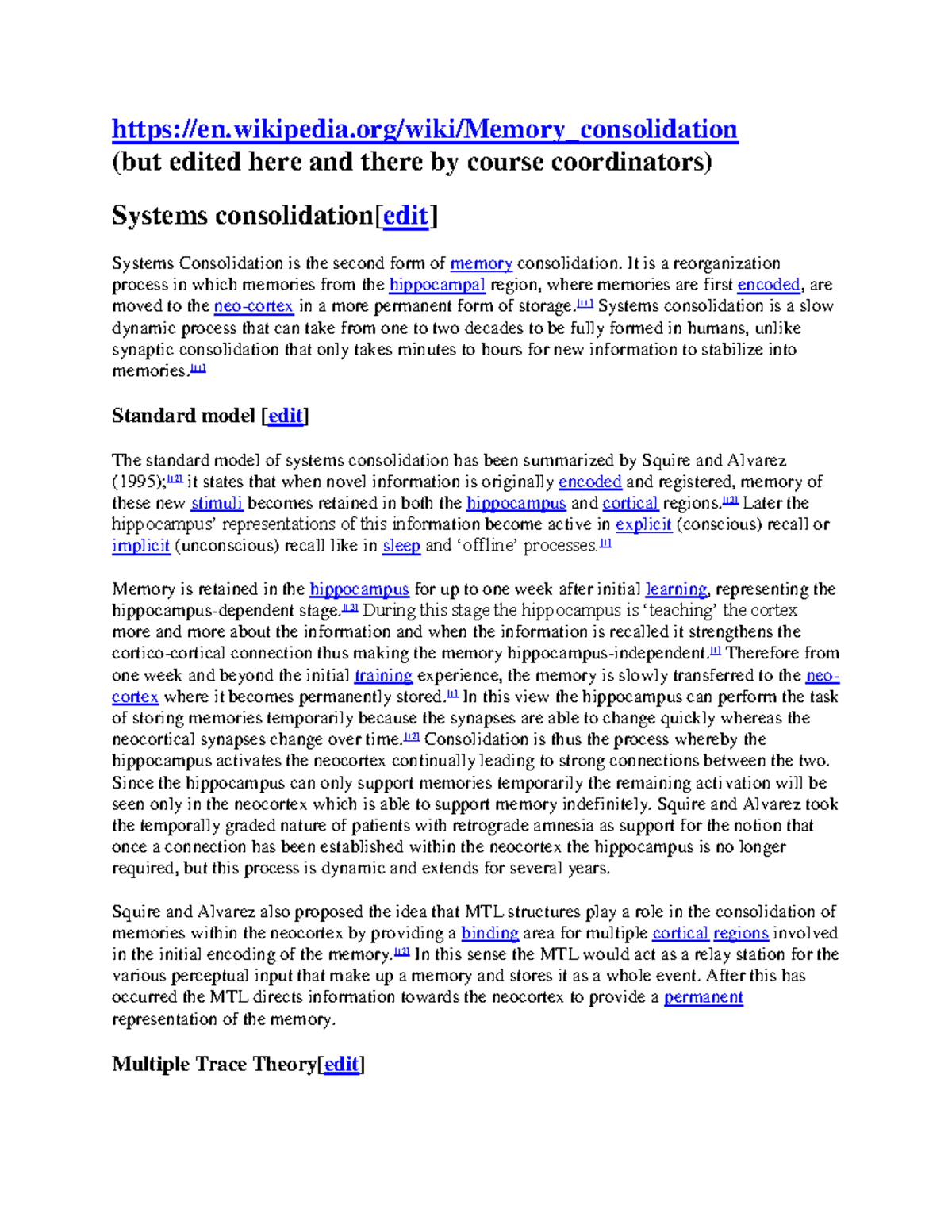 Supporting Document Standard consolidation vs multiple trace theory ...
