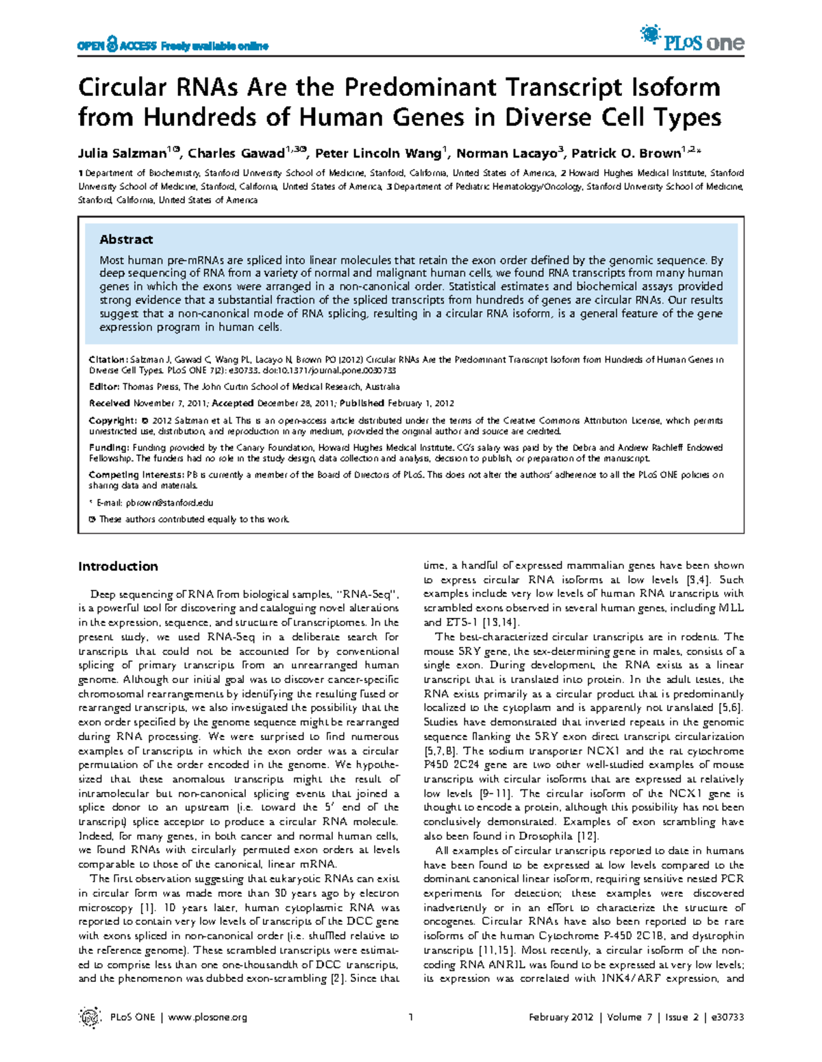 参考2 Circular RNAs Are the Predominant Transcript Isoform from Hundreds ...