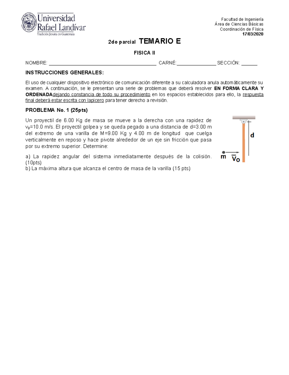 Parcial 2 Temario E - Ejercicios - Facultad de Ingeniería Área de Ciencias Básicas Coordinación ...
