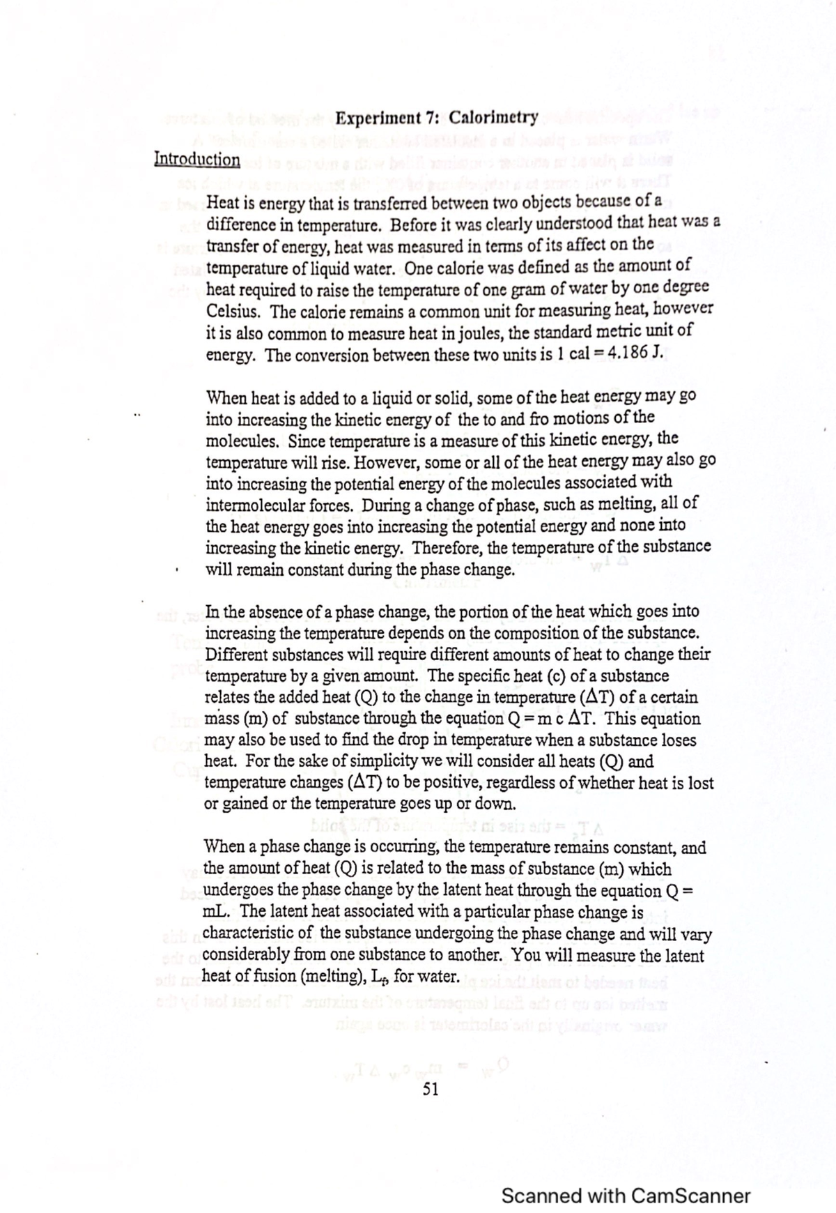 Experiment 7 - lab report - Experiment 7: Calorimetry Introduction Heat is energy that is - Studocu
