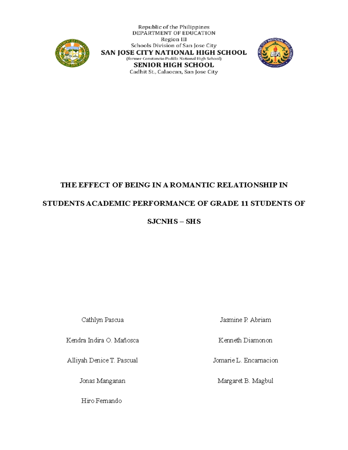 Pr1-introduction - pr1 - THE EFFECT OF BEING IN A ROMANTIC RELATIONSHIP ...