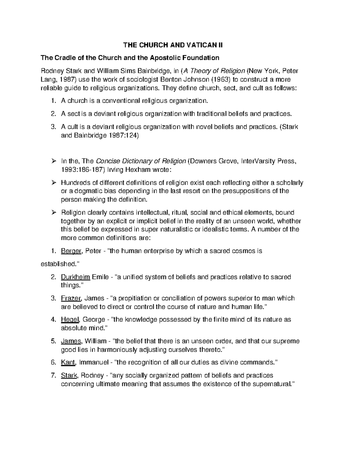 THE Church AND Vatican II - THE CHURCH AND VATICAN II The Cradle of the ...