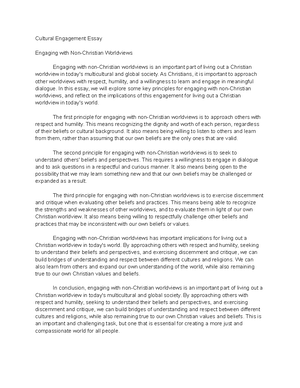 Personal Reflection Essay - The Impact of CWV-101 on My Worldview and ...