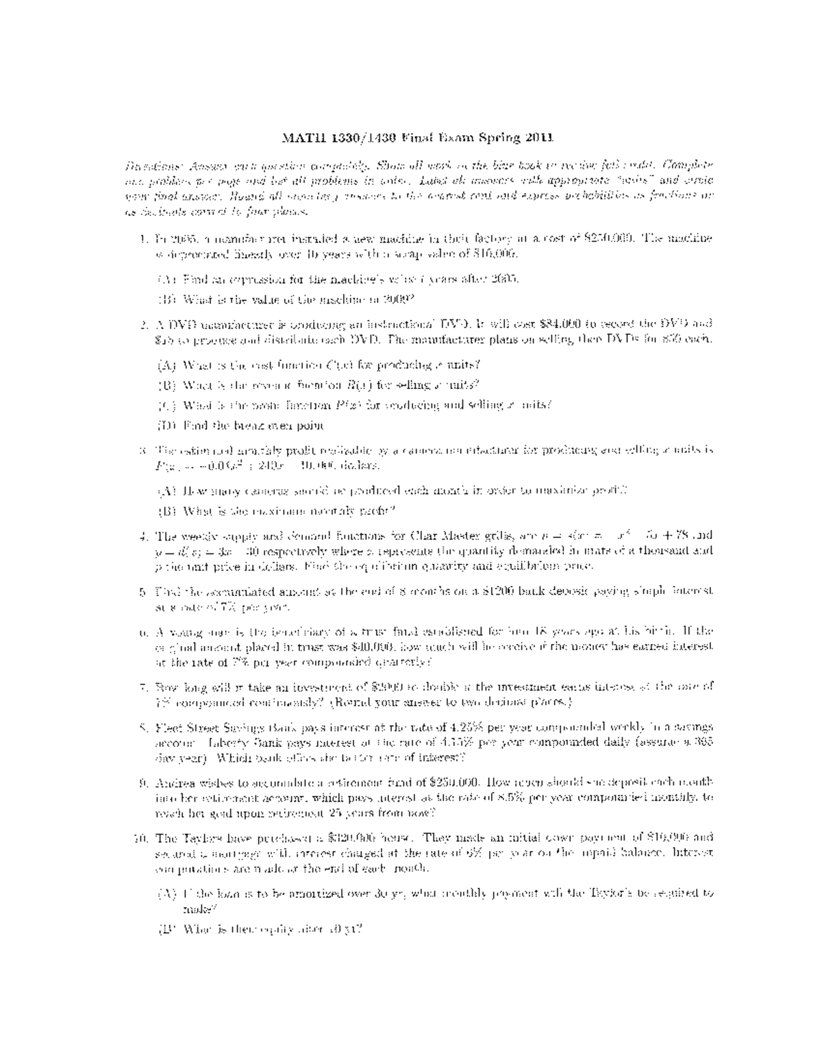 Math1330 2011 Spring - The study material for the business math 1 final ...