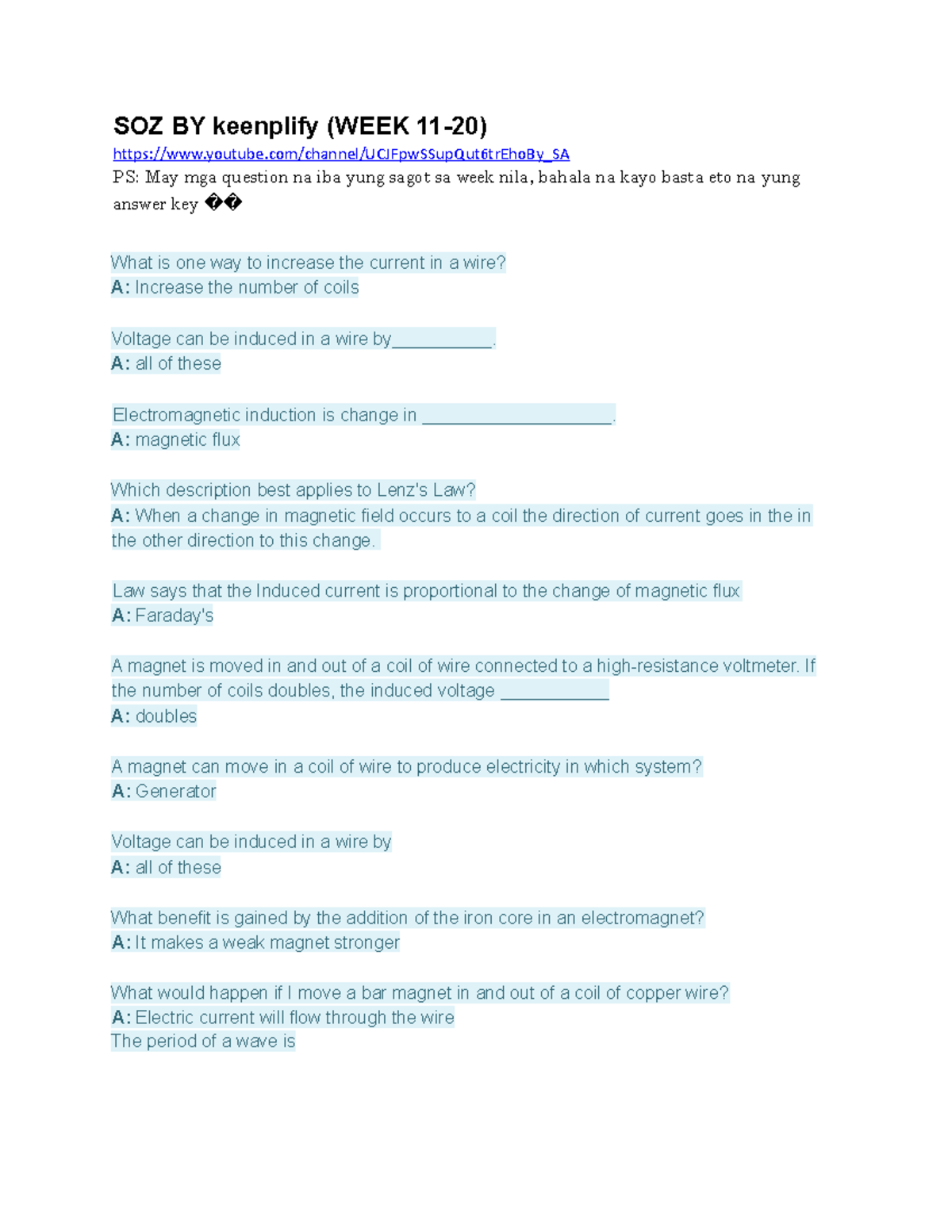 PHYC 2122 WEEK 11 20 keenplify - SOZ BY keenplify (WEEK 11-20) - Studocu