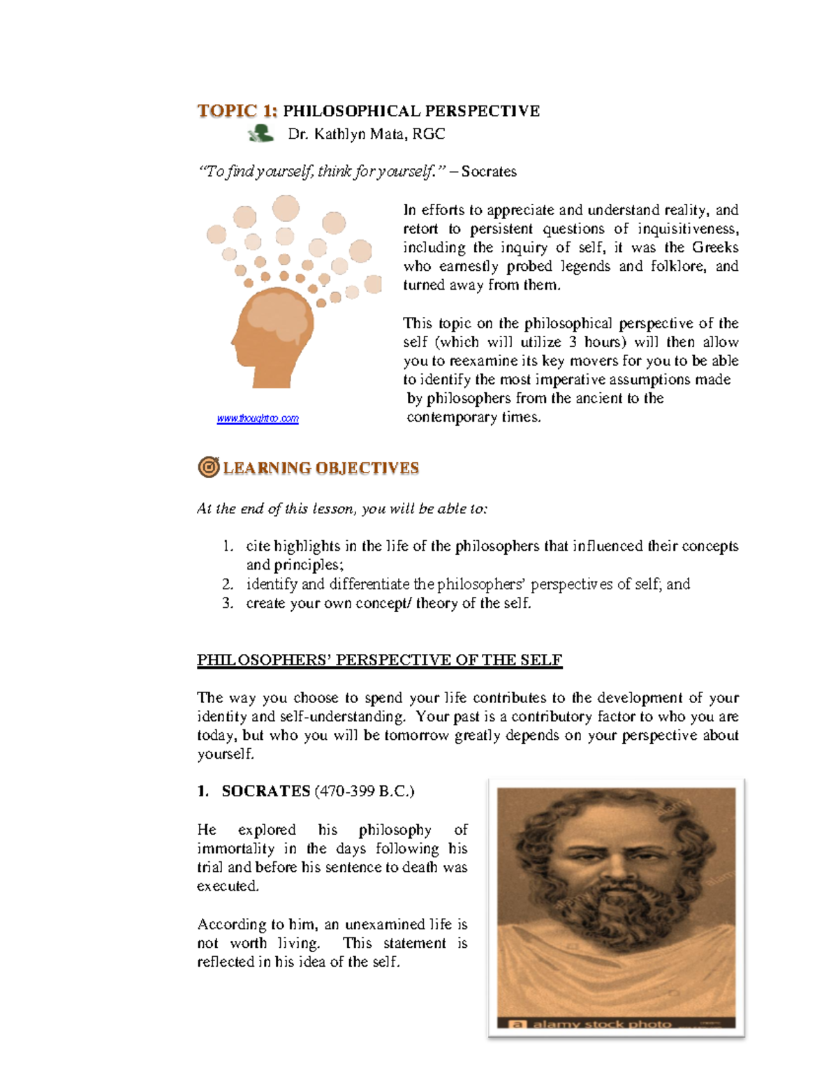 Topic 1 Philosophical Perspective - TOPIC 1: PHILOSOPHICAL PERSPECTIVE ...