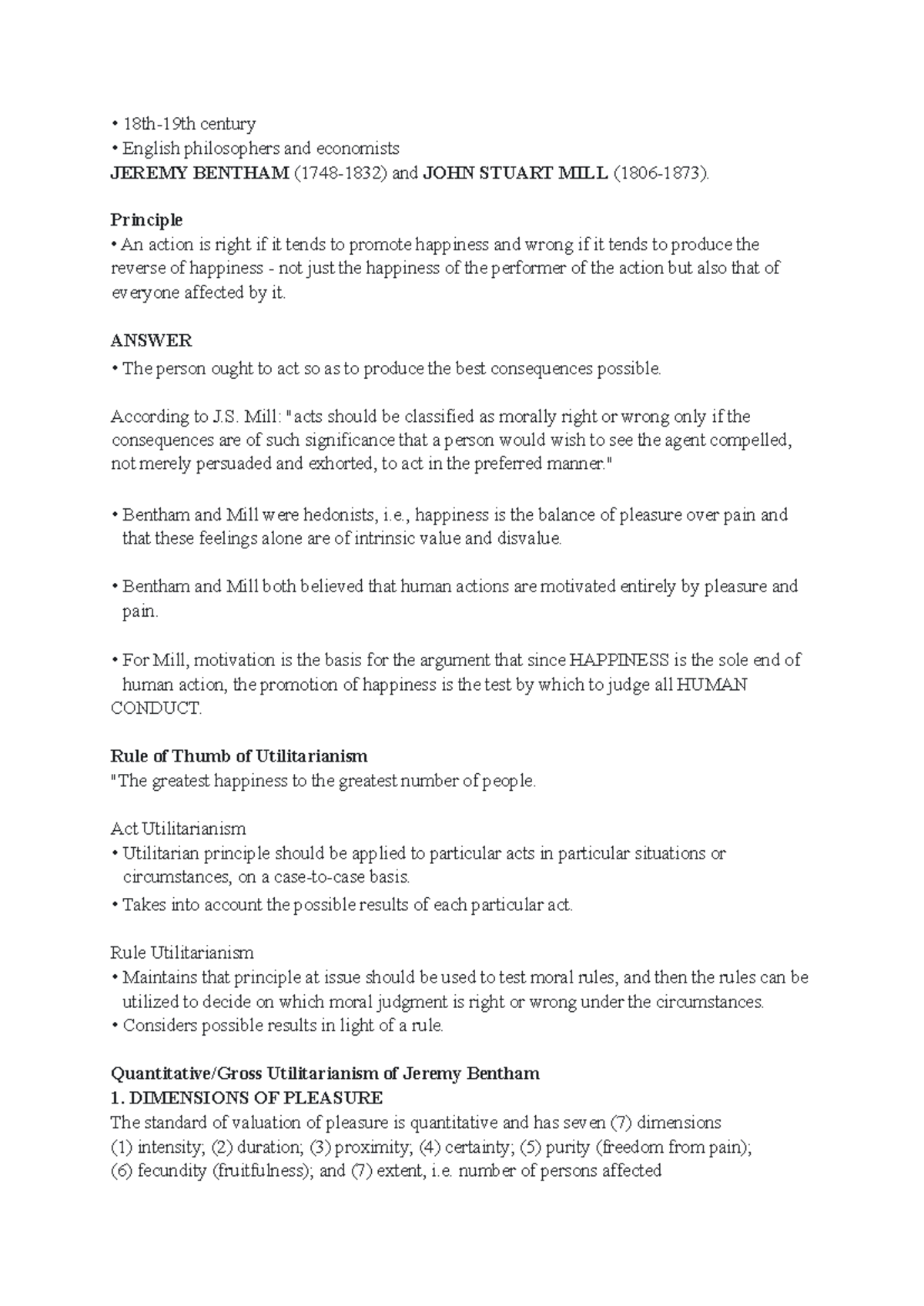 Bioethics (Utilitarianism) - 18th-19th century English philosophers and ...