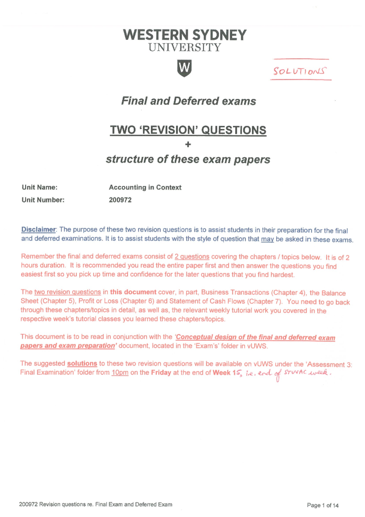 2009 72 AIC - Revision questions - Solutions - 200972 - Studocu