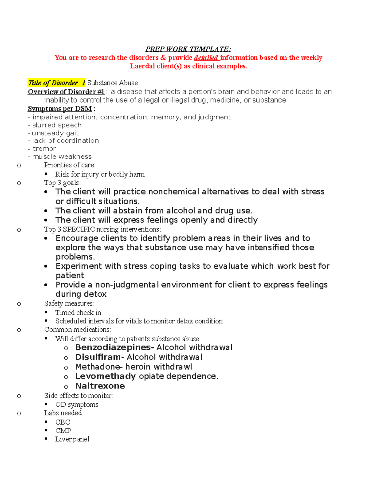 Prep Work Week 7 - Substance Abuse and PTSD overview, DSM-5 symptoms ...
