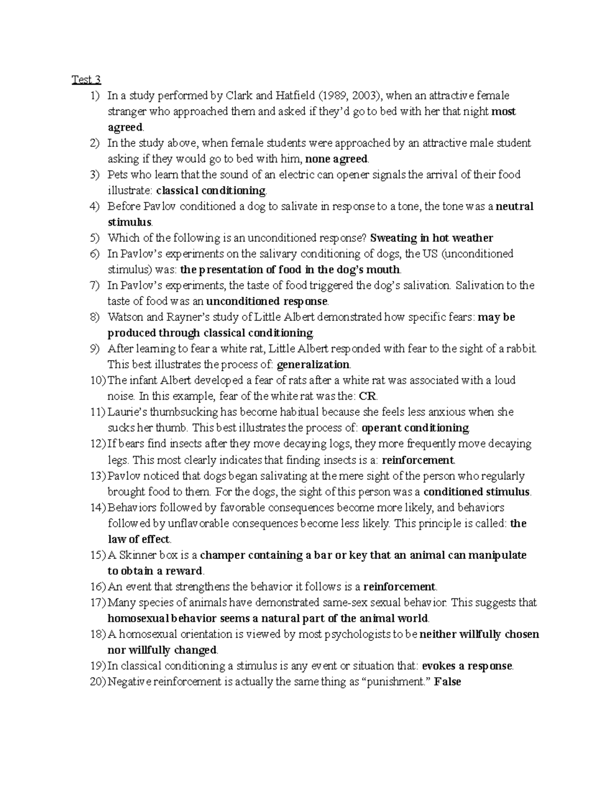 Notes for Test 3 - This is a Previous test. The tests are changing ...