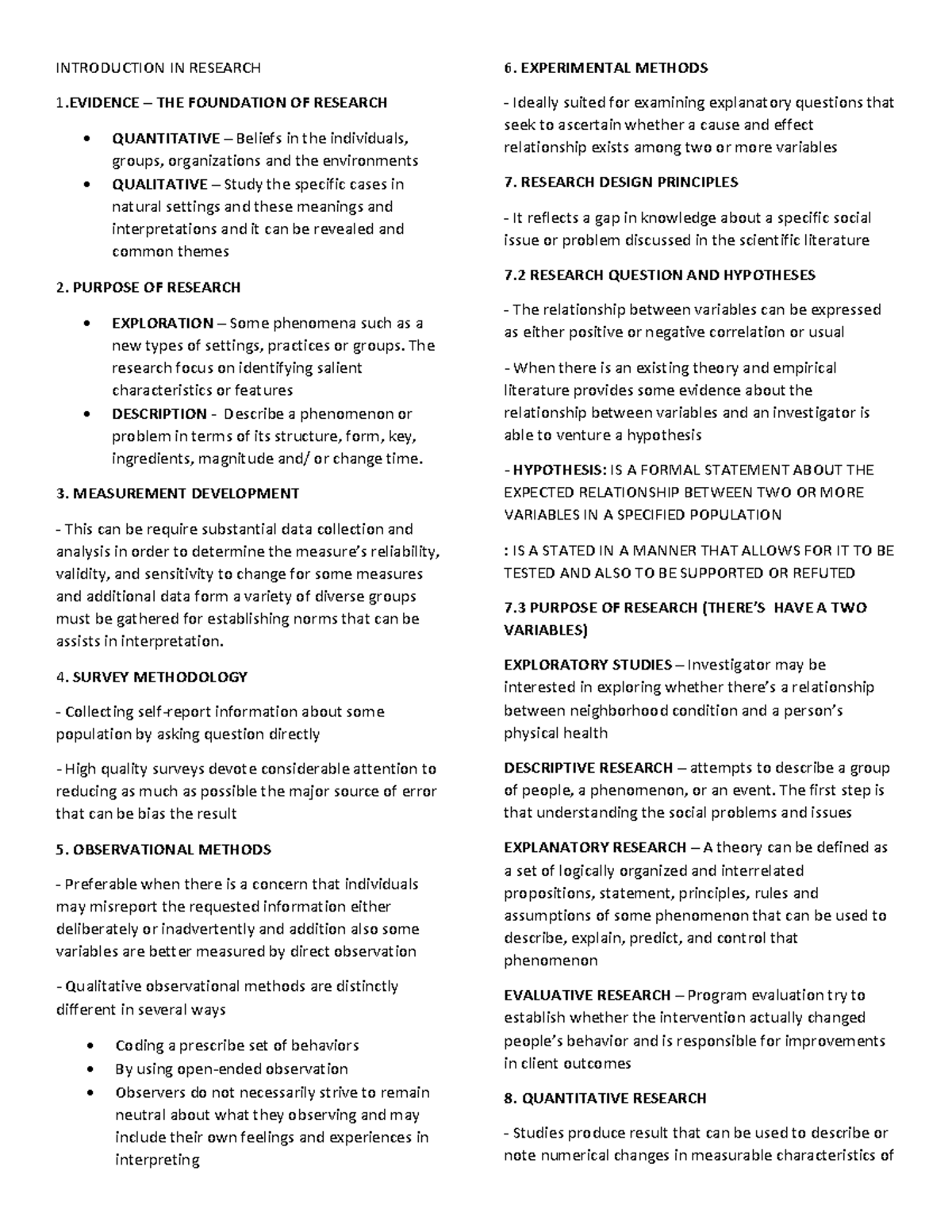 Introduction IN Research - INTRODUCTION IN RESEARCH 1. EVIDENCE – THE ...