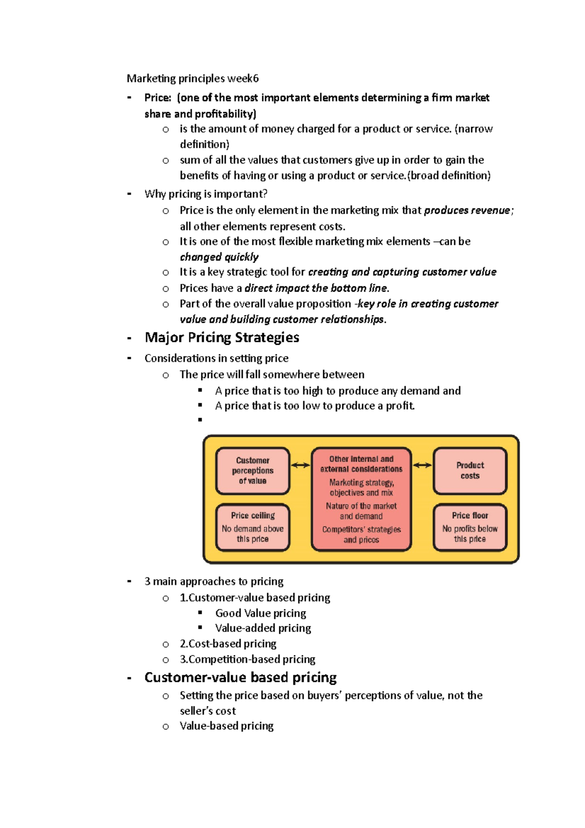 Marketing principles week6 2020 - Marketing principles week - Price ...