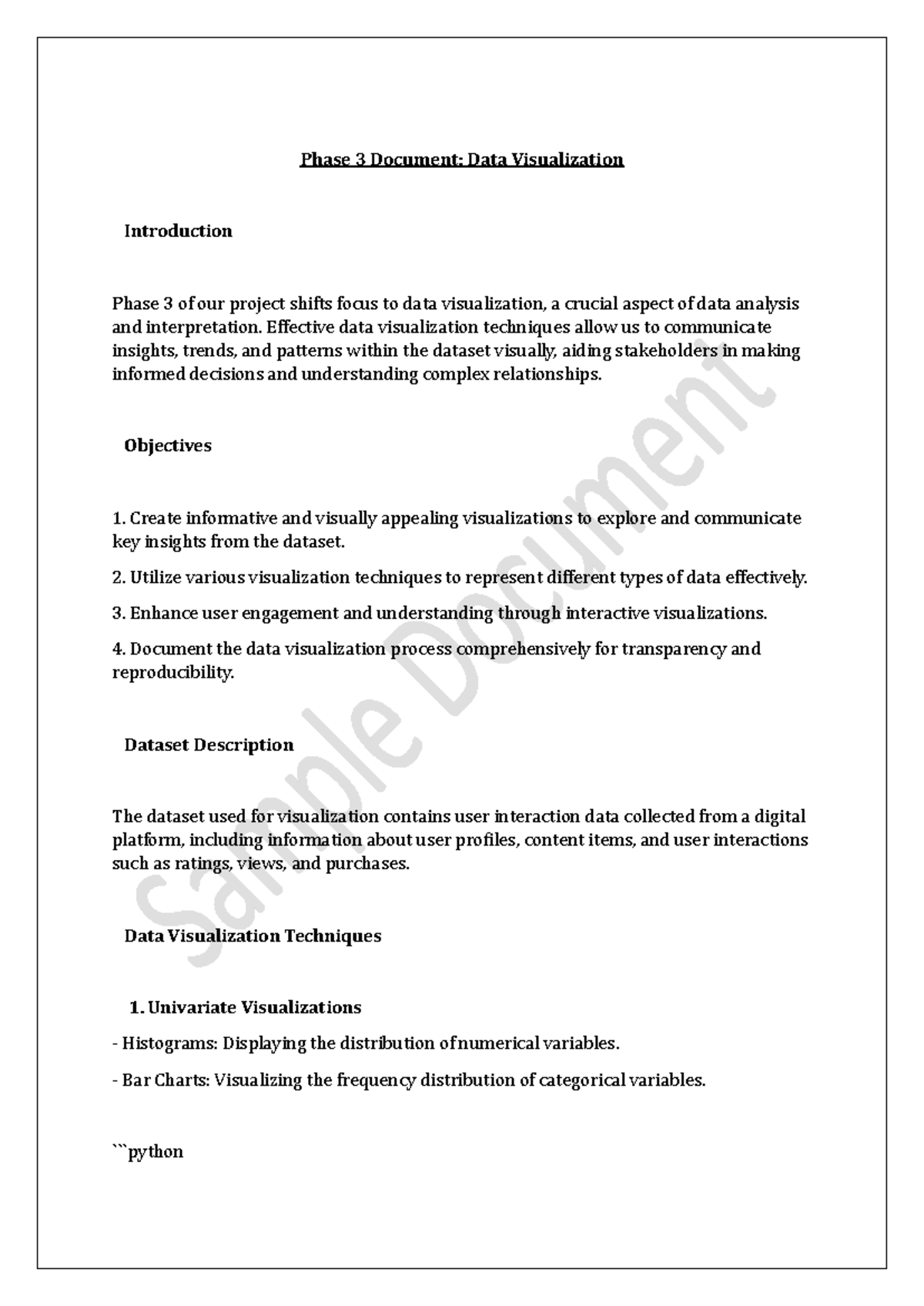 Sample Phase 3 Document - Phase 3 Document: Data Visualization ...