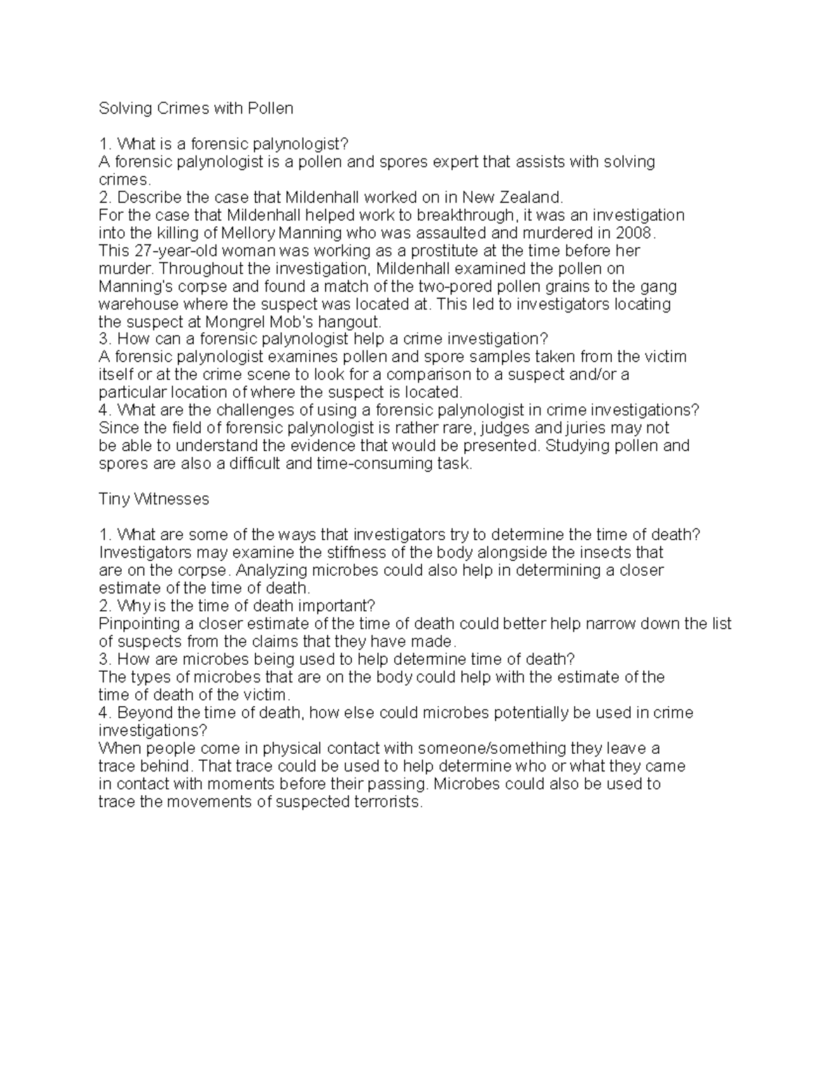 Unit 4 Paint, Soil and Trace Evidence - Solving Crimes with Pollen What ...