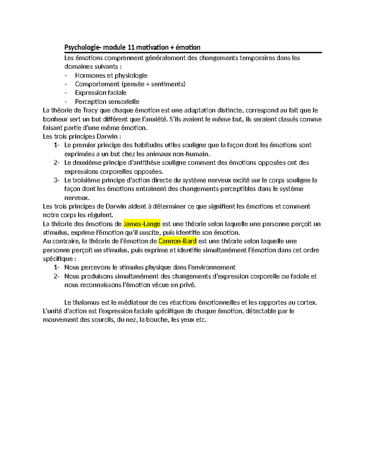 Psychologie- module 11 - S’ils avaient le même but, ils seraient classés comme faisant partie d ...