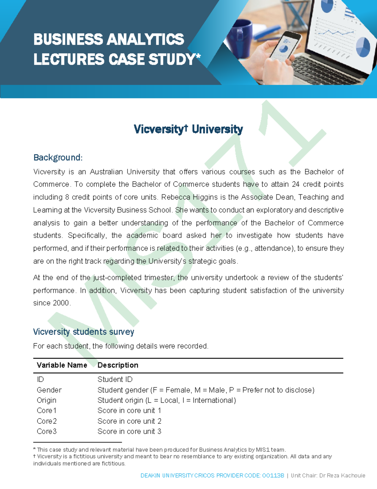 MIS171 Lecture Case Study - DEAKIN UNIVERSITY CRICOS PROVIDER CODE ...