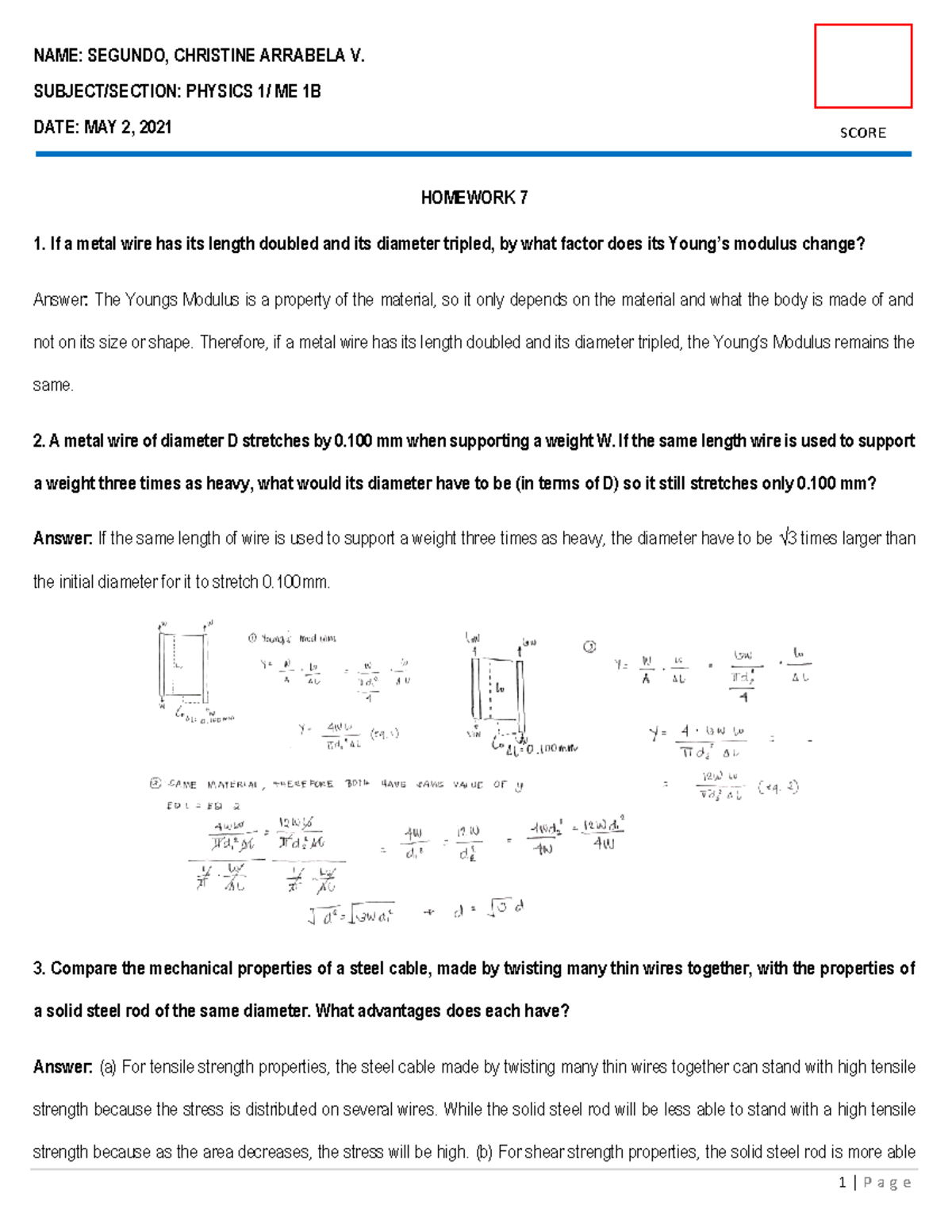 Physics Homework No. 7 - College Physics 1 - PangSU - Studocu