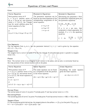 171 Vector Products - Highly summarized and concise lecture notes/study ...