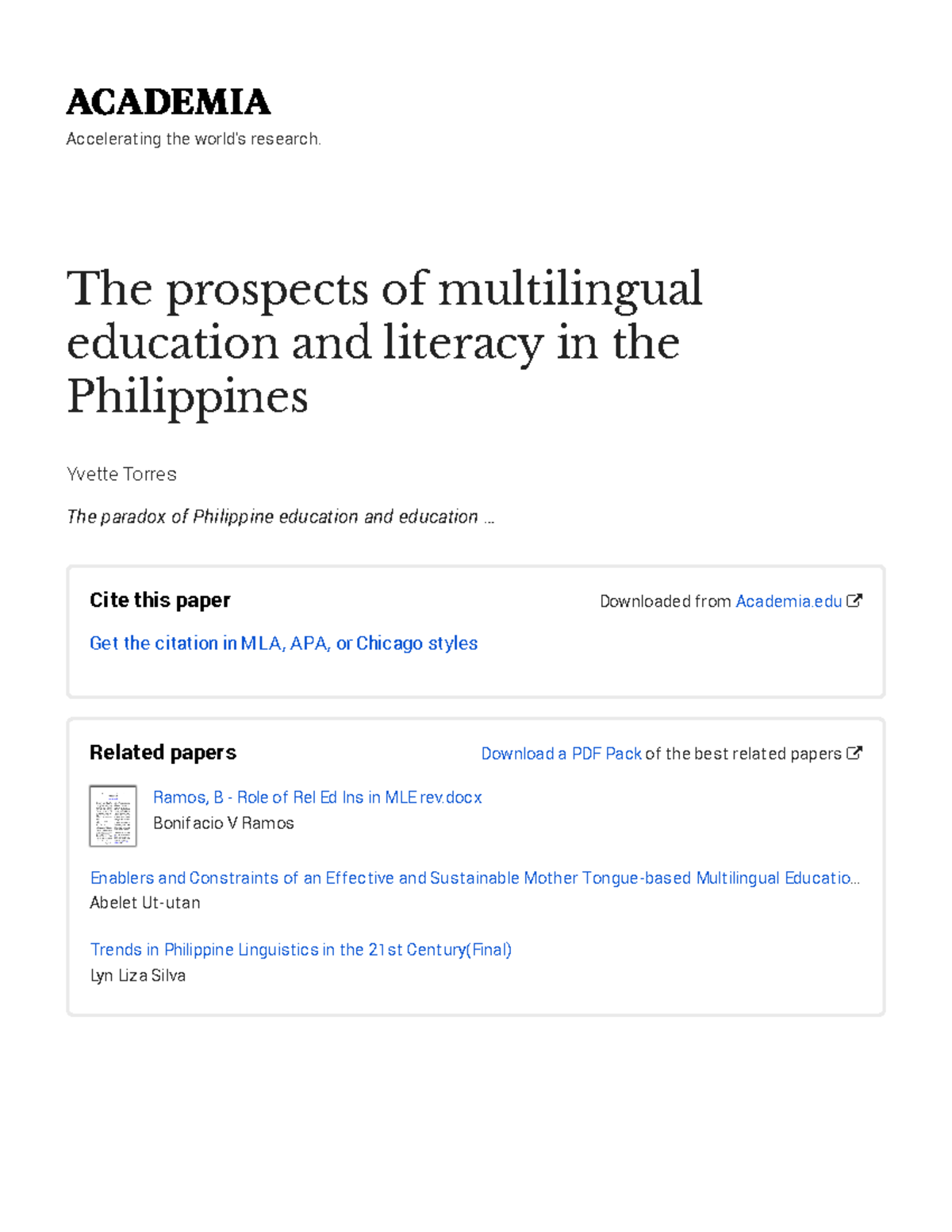 Theprospectsofmultilingualeducation with cover page v2 - Accelerat ing ...